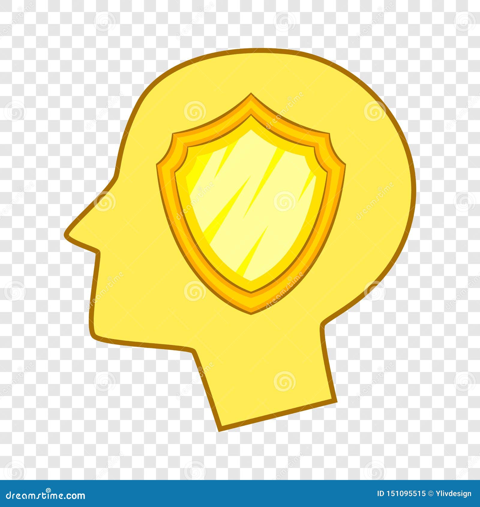 Shield Inside Human Head Icon, Cartoon Style Stock Vector ...