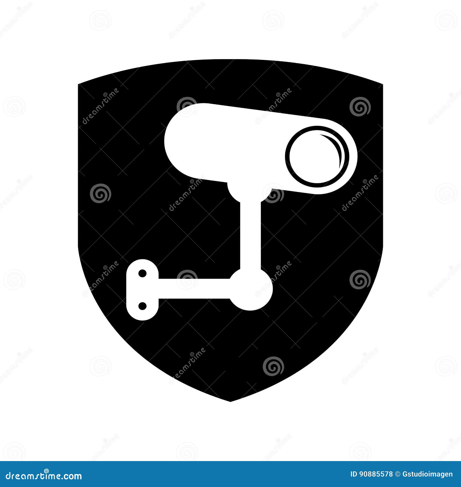 Shield Insurance with Cctv Camera Isolated Icon Stock Vector ...