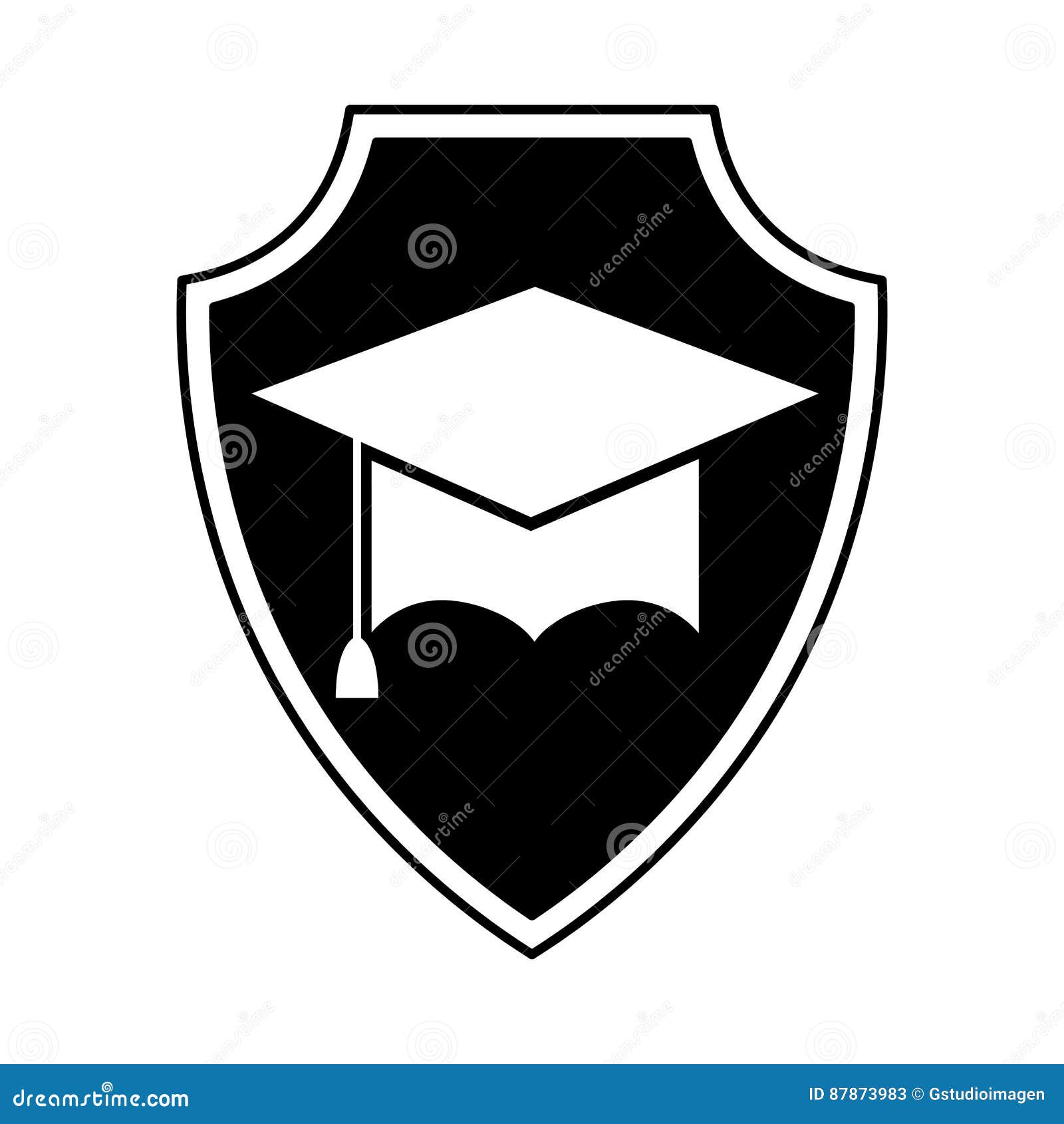 Shield Insurance with Graduation Hat Isolated Icon Stock Vector ...