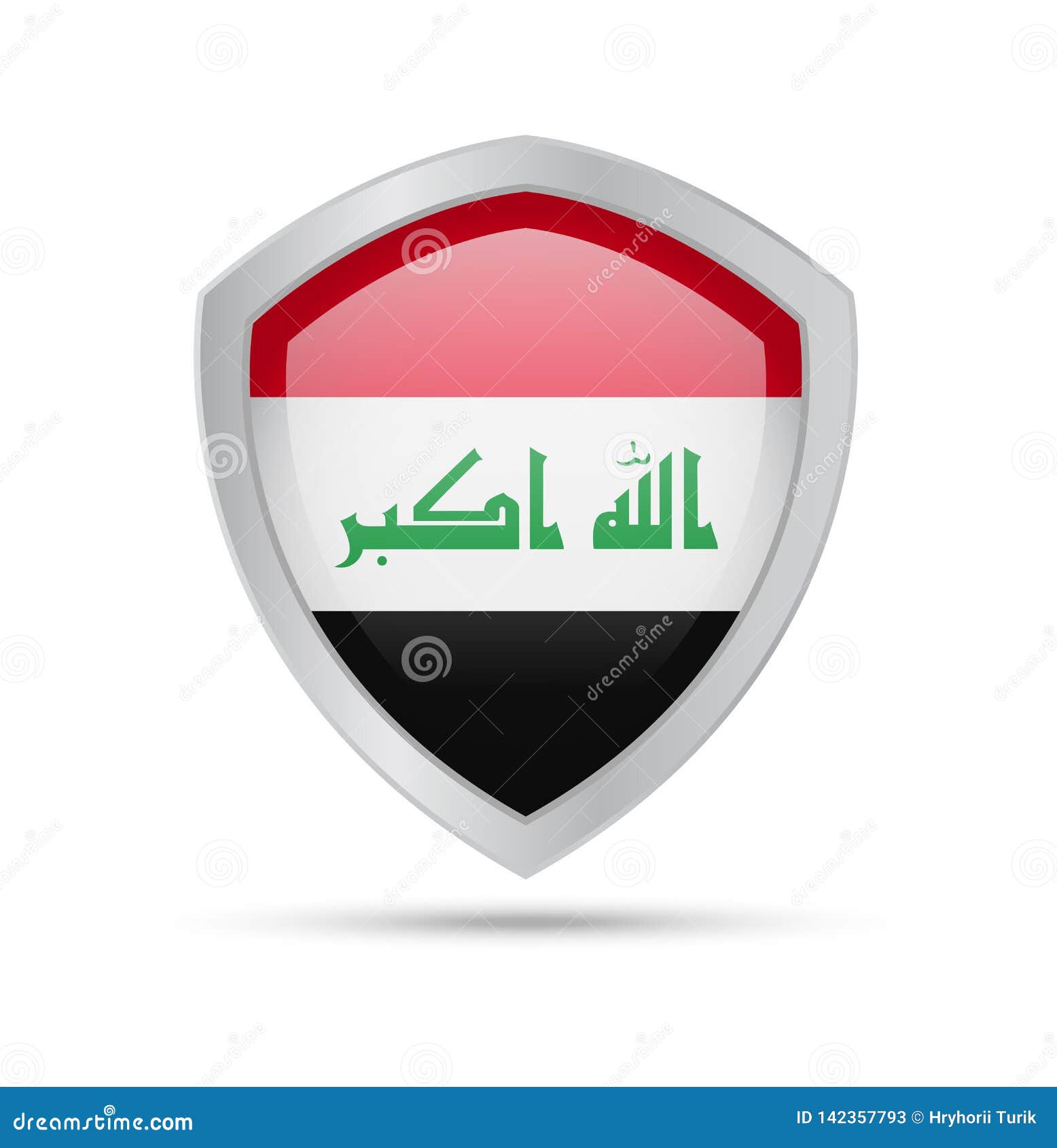 Shield with Iraq Flag on White Background Stock Illustration ...