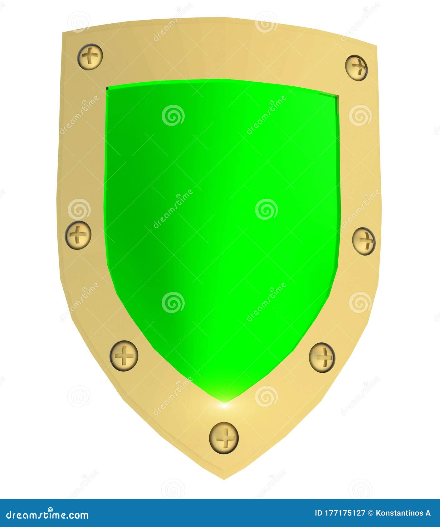 Shield Isolated Green Golden for Protection Safety Background - 3d ...
