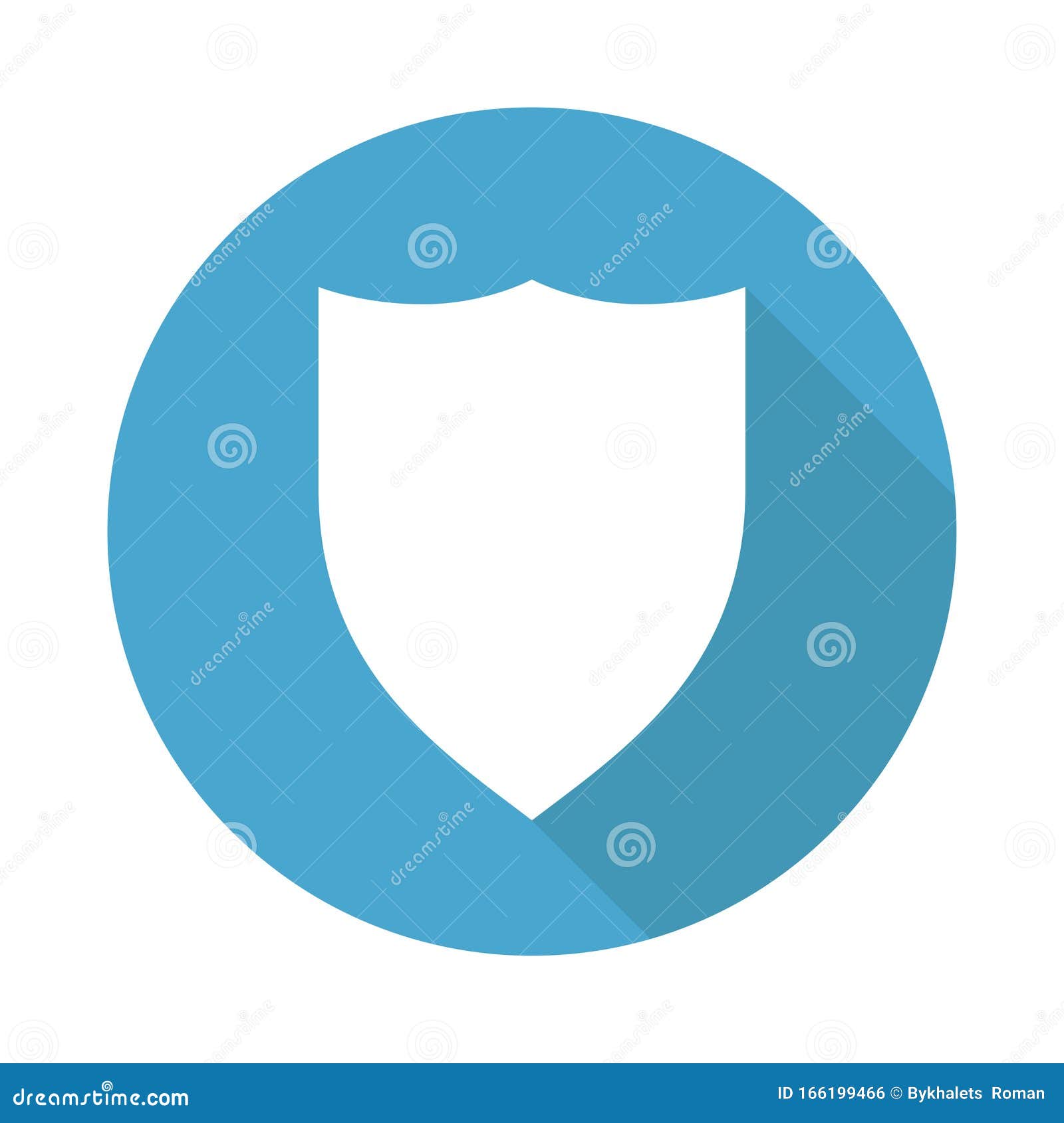 Shield Isolated Vector Icon with Shadow on Blue Circle Background ...