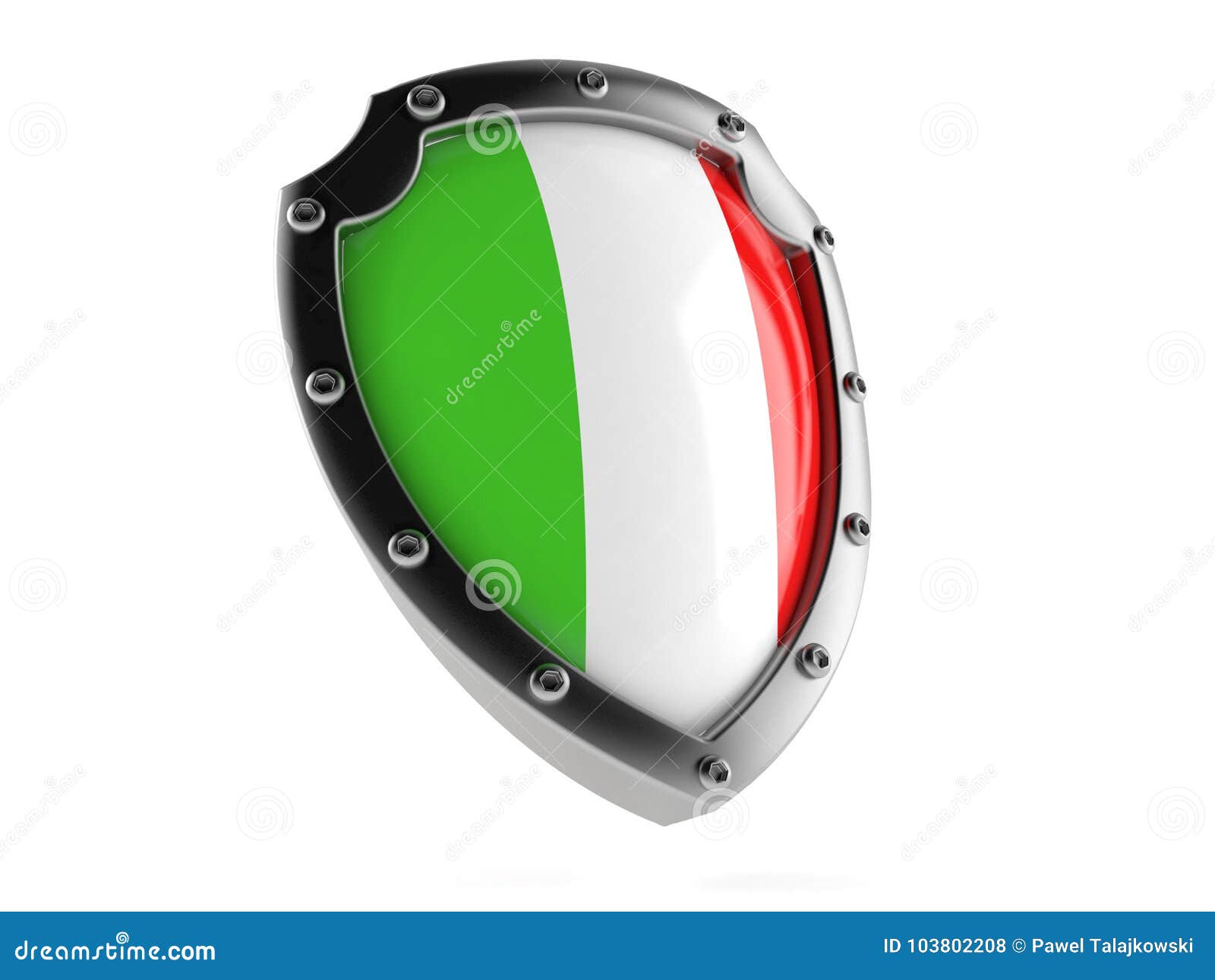 Shield with italian flag stock illustration. Illustration of symbol ...