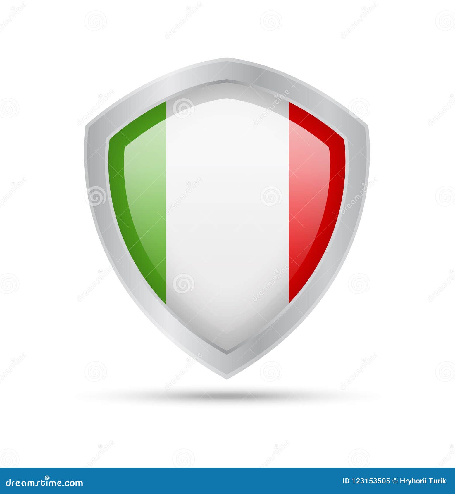 Shield with Italy Flag on White Background. Stock Vector - Illustration ...