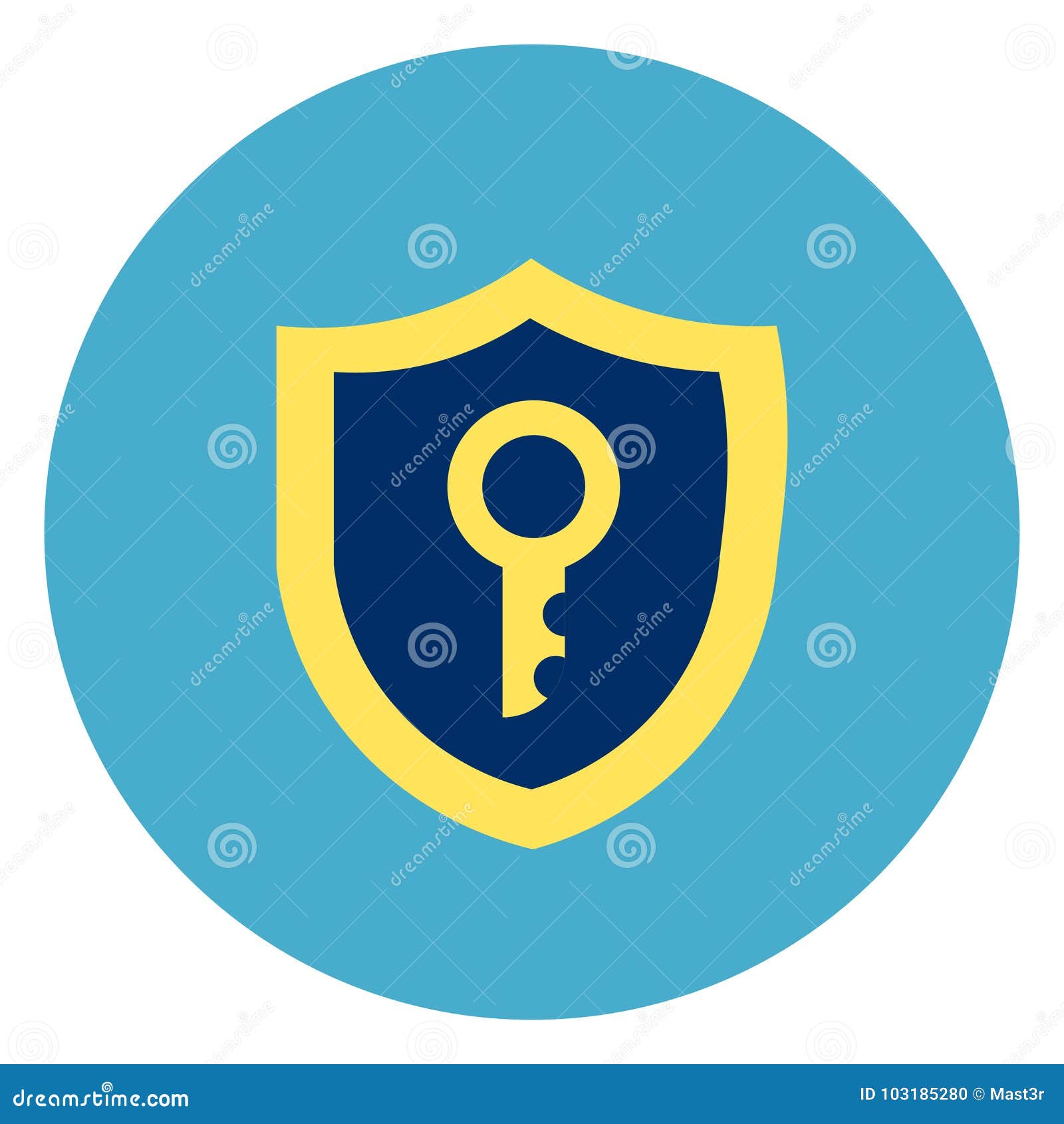 Shield with Key Icon on Round Blue Background Stock Vector ...