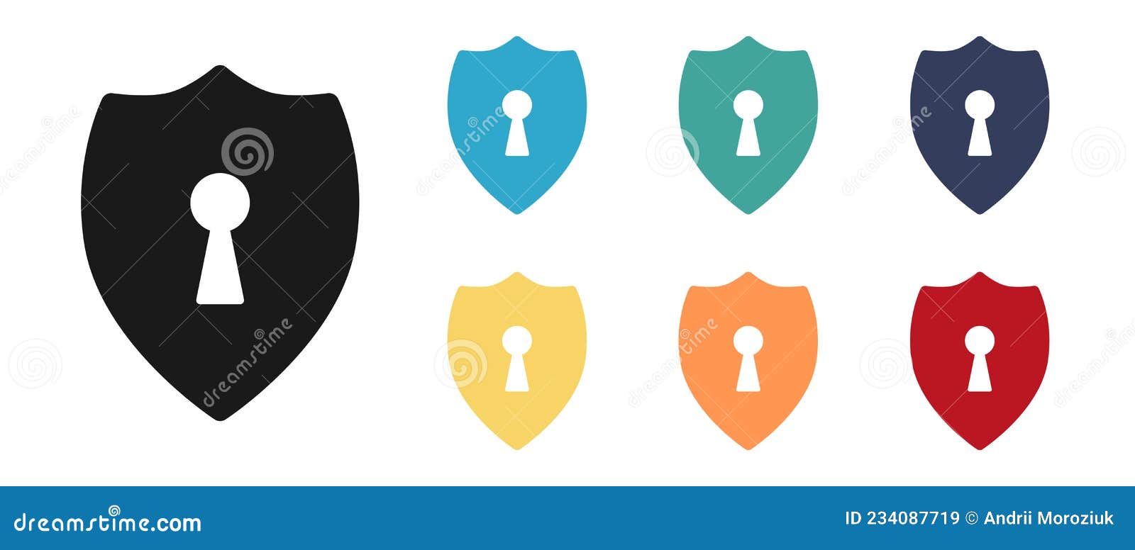 Shield and Keyhole. Icon Set Stock Illustration - Illustration of ...