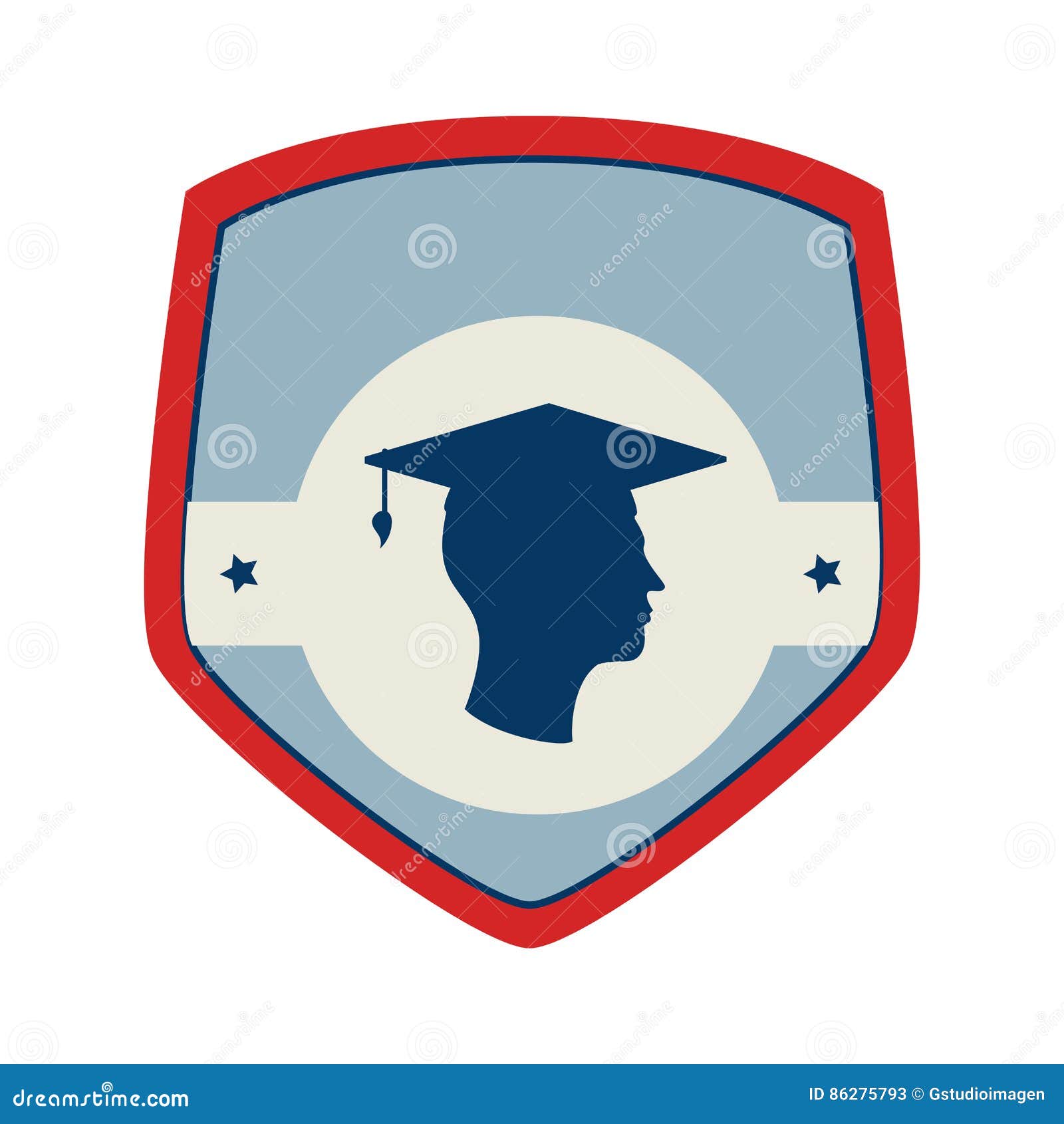 Shield and Label with Silhouette Graduate Stock Vector - Illustration ...