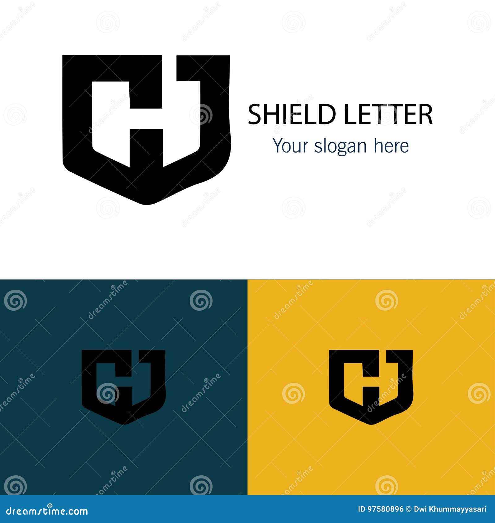 Shield letter H logo stock vector. Illustration of monogram - 97580896