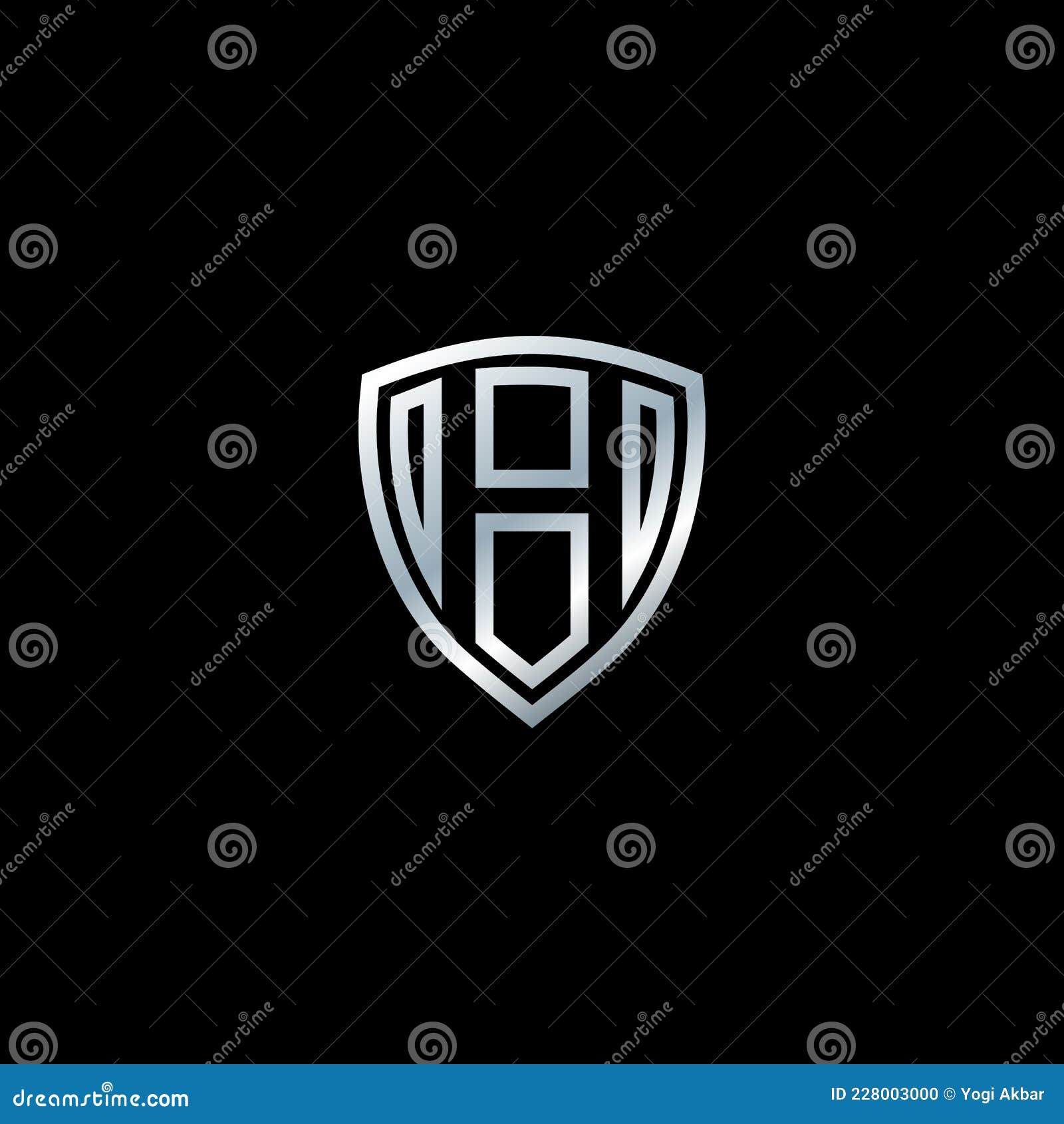 Shield with Letter H Vector Illustration on Dark Background. Letter ...