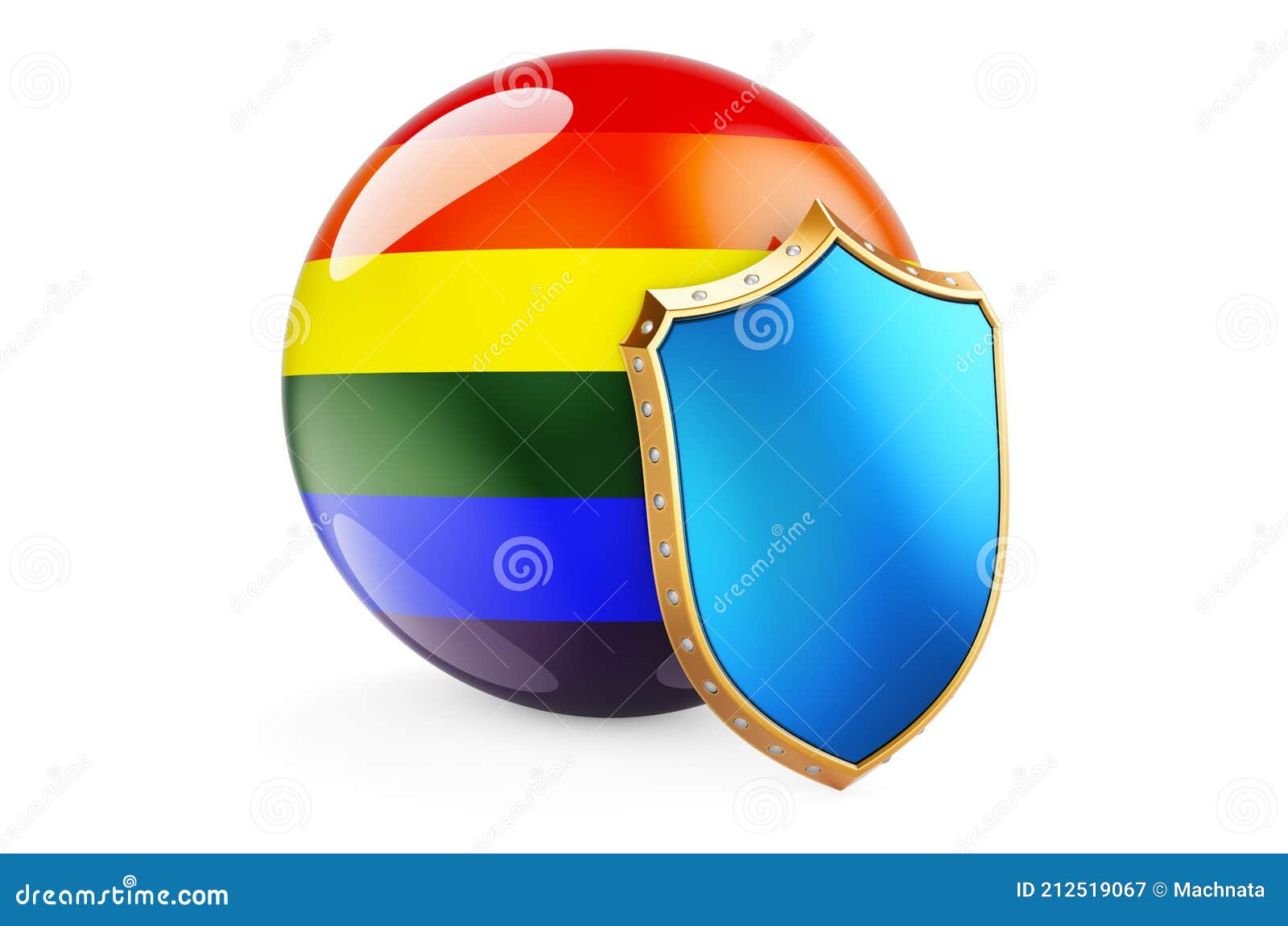 Shield with LGBT Rainbow Flag, 3D Rendering Stock Illustration ...
