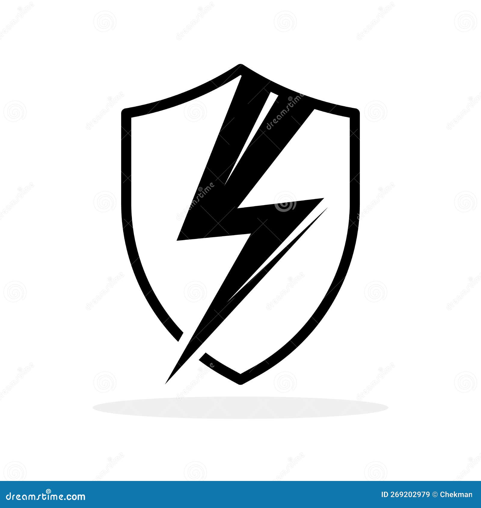 Shield with Lightning. Black Shield Icon. Protection Symbol. Safety ...