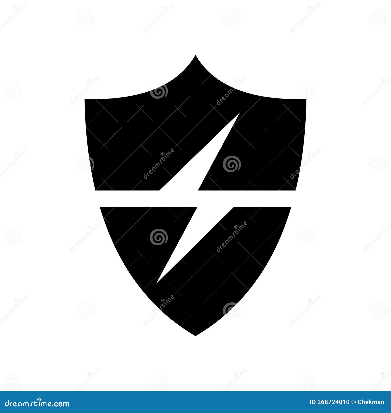 Shield with Lightning. Black Shield Icon. Protection Symbol. Safety ...