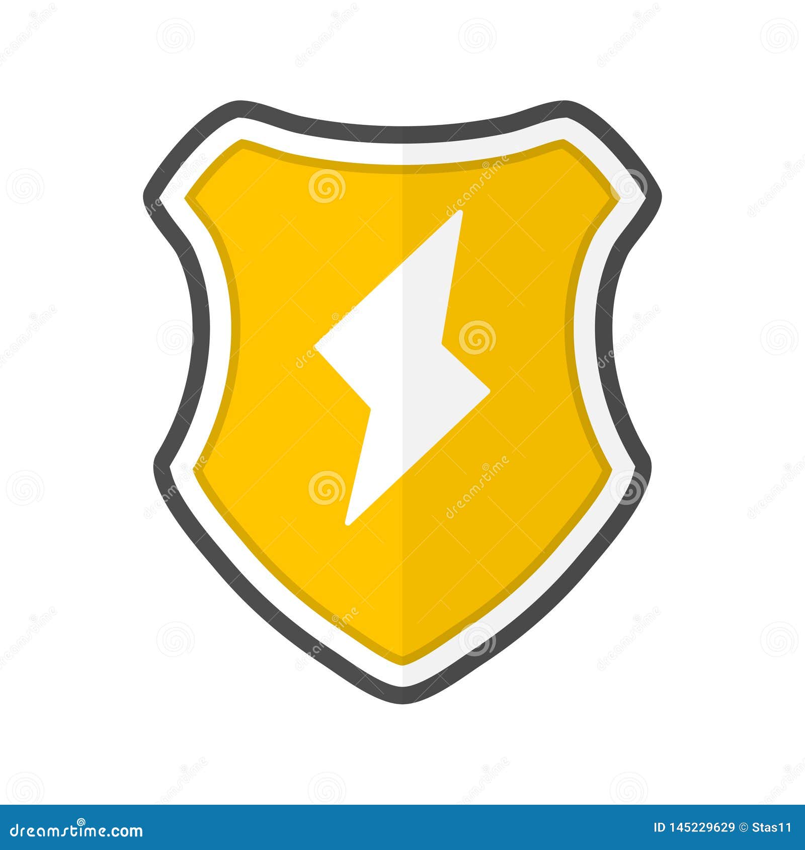 Shield with Lightning in a Flat Design. Vector Illustration Stock ...