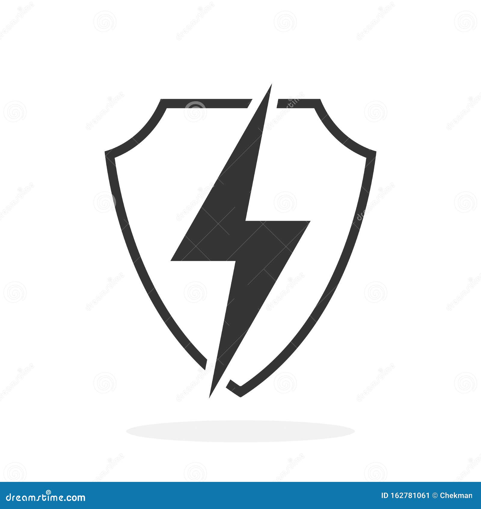 Shield with Lightning - Vector Icon Stock Illustration - Illustration ...