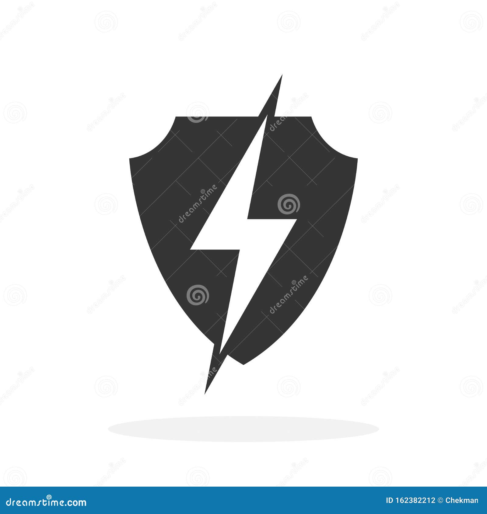 Shield with Lightning - Vector Icon Stock Illustration - Illustration ...