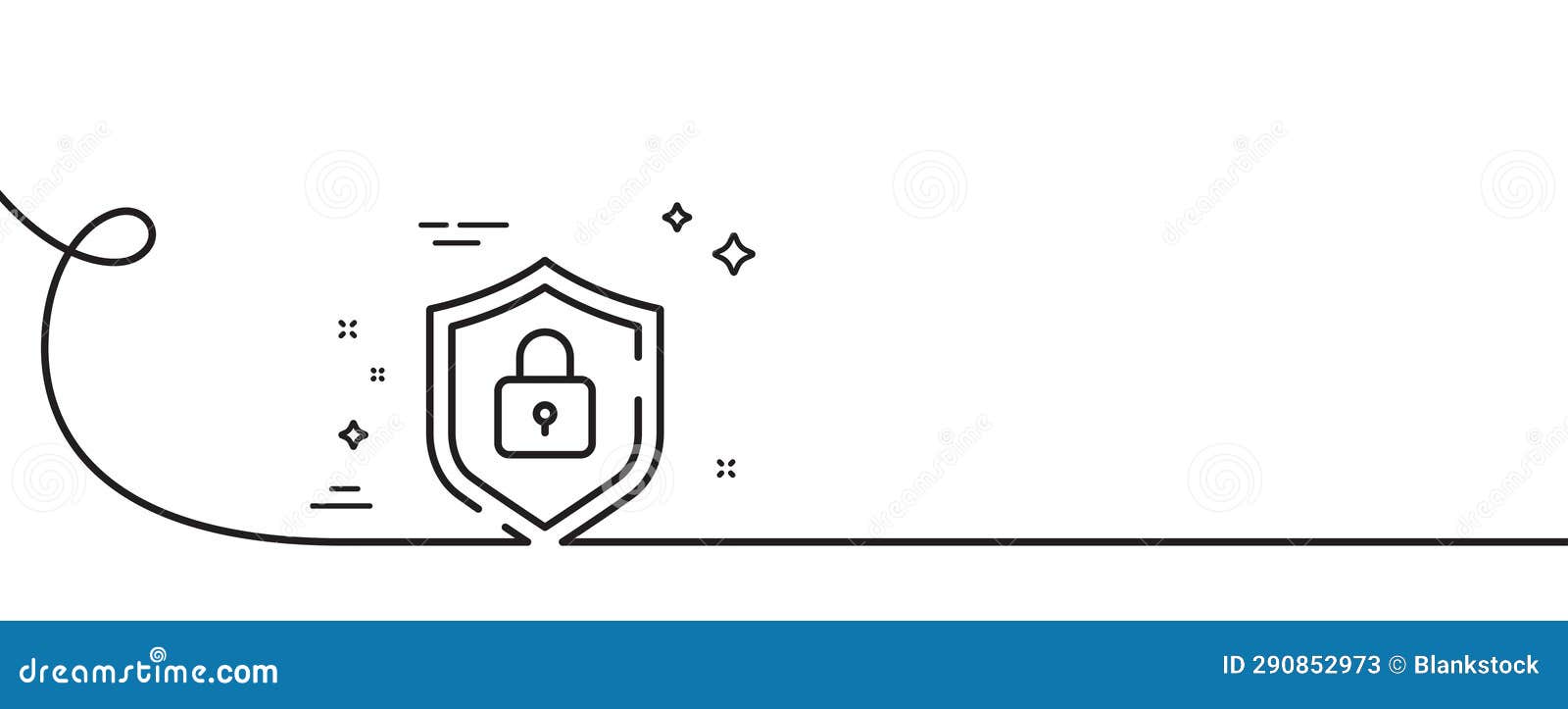 Shield Line Icon. Privacy Secure Sign. Continuous Line with Curl. Vector Stock Illustration ...