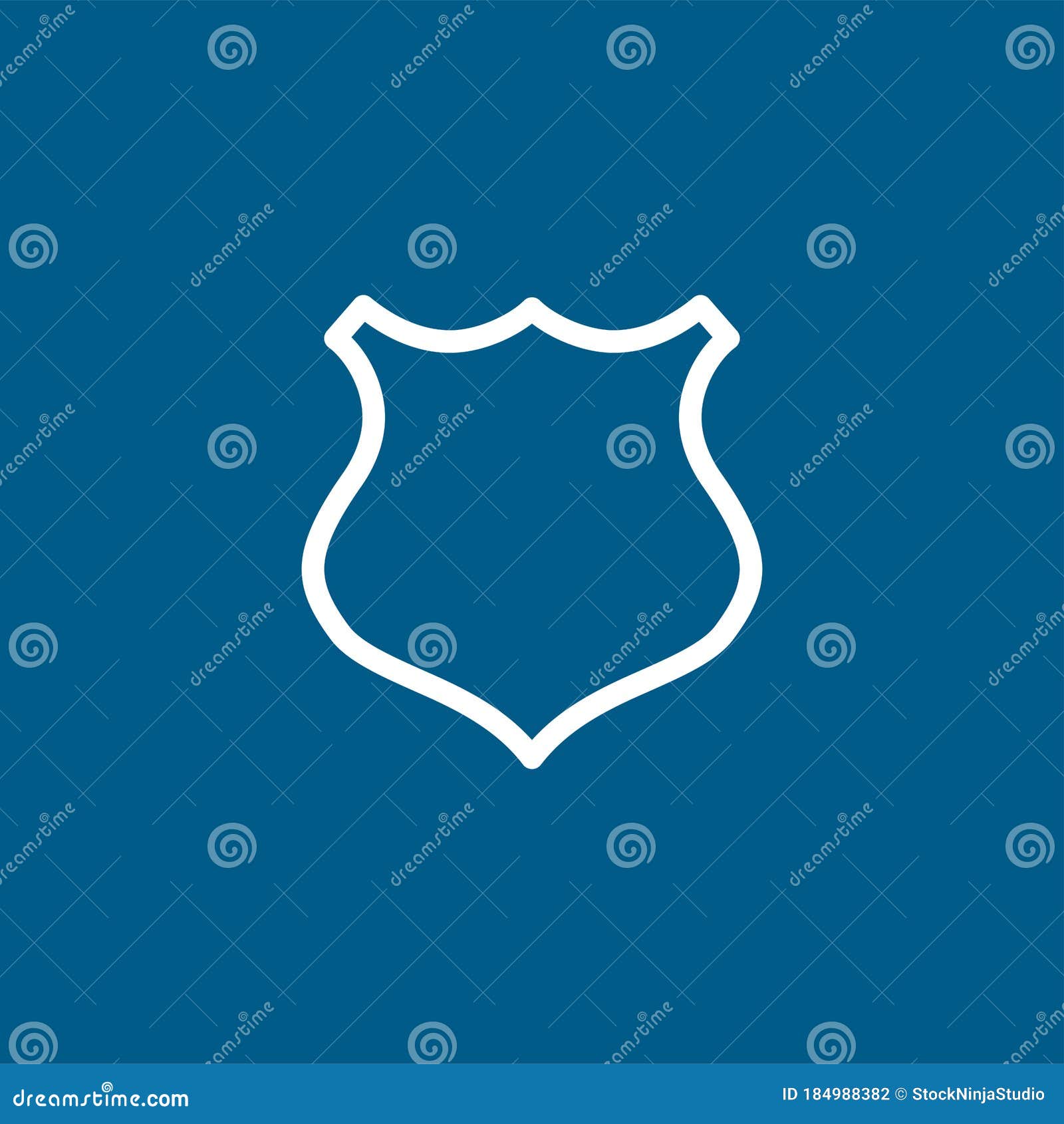 Shield Line Red Icon on Blue Background. Blue Flat Style Vector ...