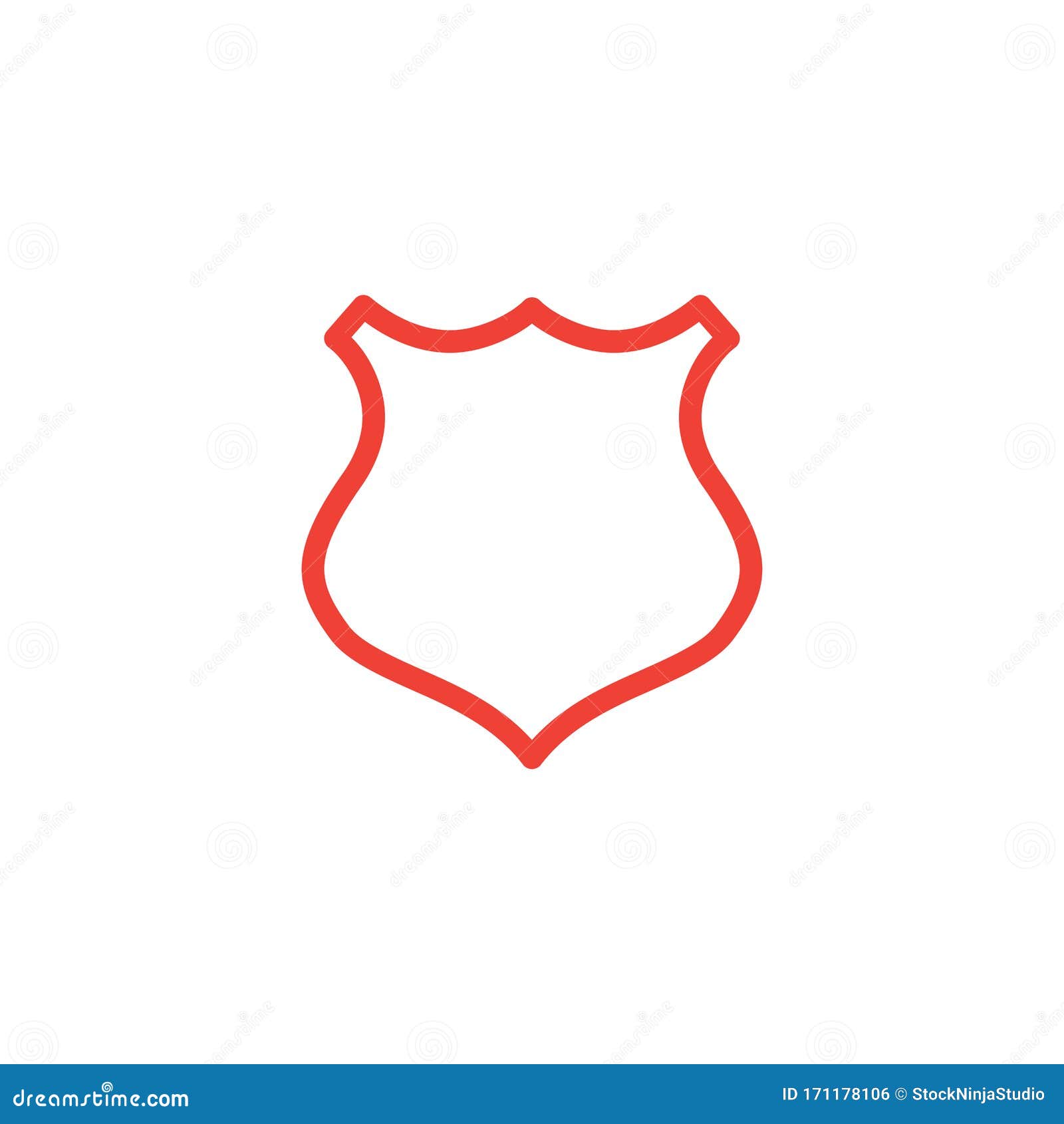 Shield Line Red Icon on White Background. Red Flat Style Vector ...