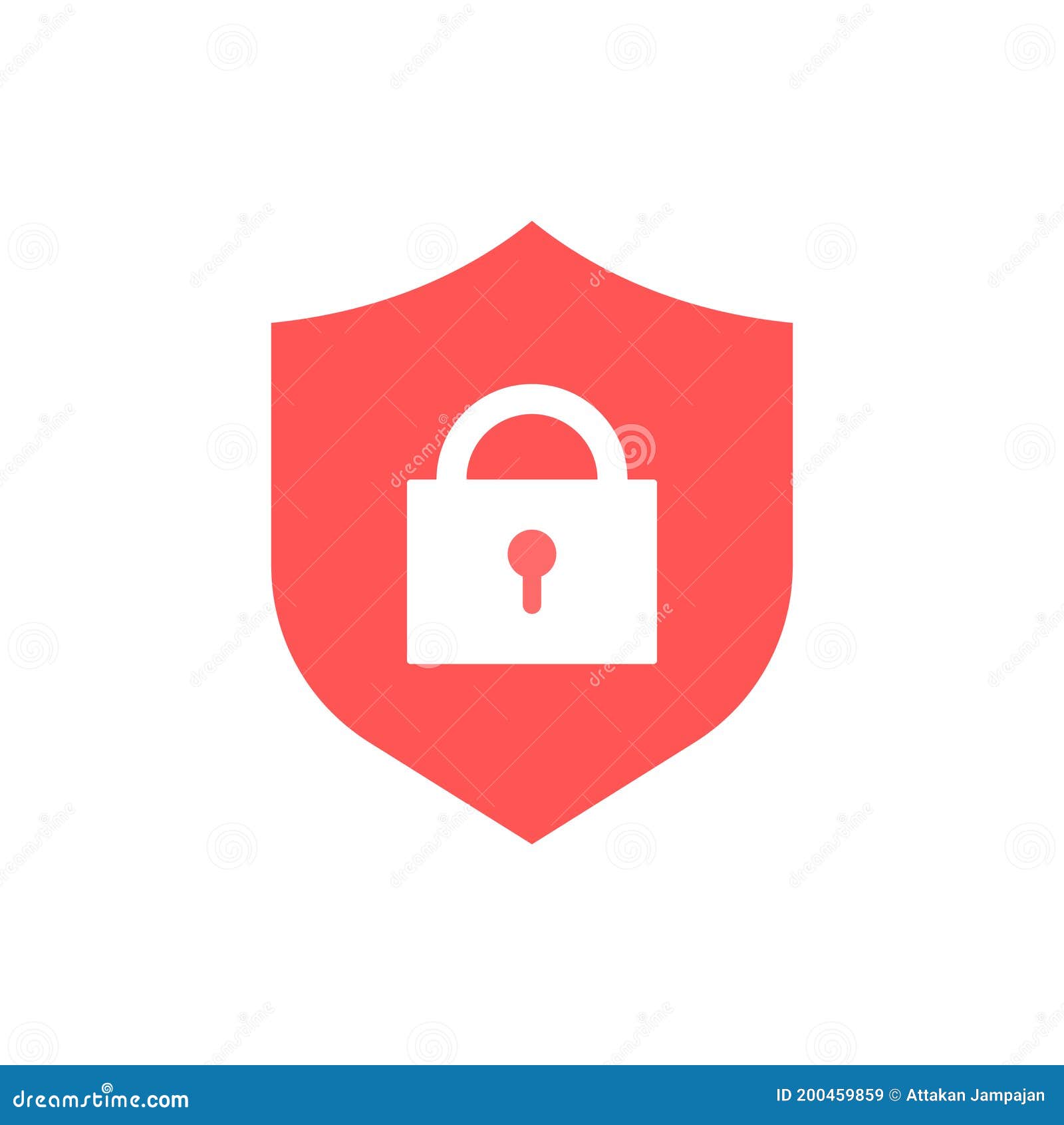 Shield and Lock Icon on White Background, Vector Stock Vector ...