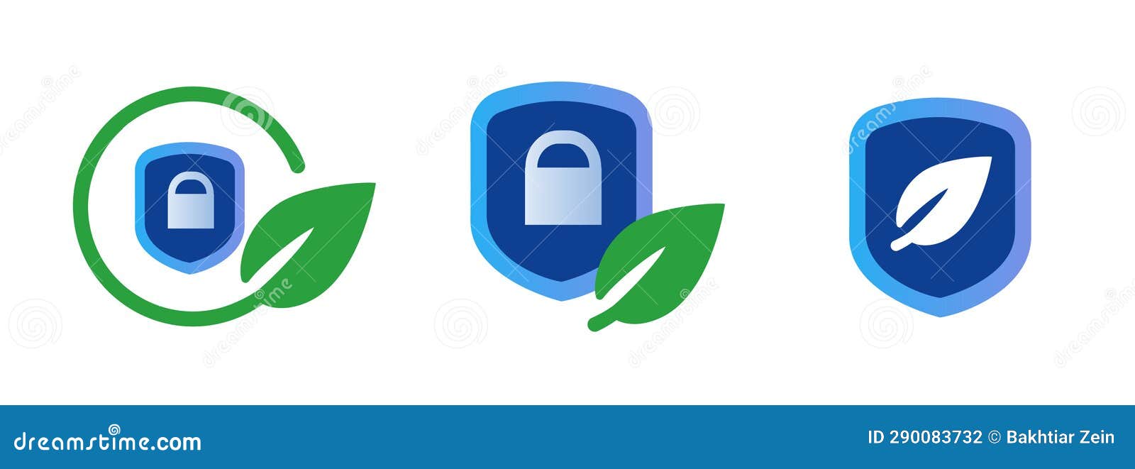 Shield Lock Key and Green Leaf Symbol of Bio Protection Security Icon ...