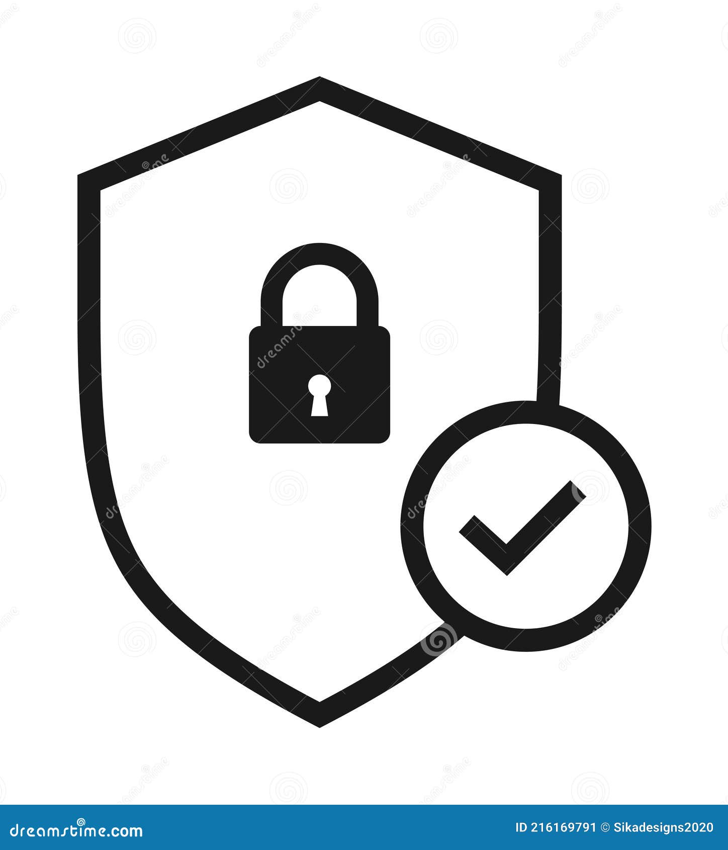 Security Shield Lock Tick Icon Stock Vector - Illustration of accepted ...