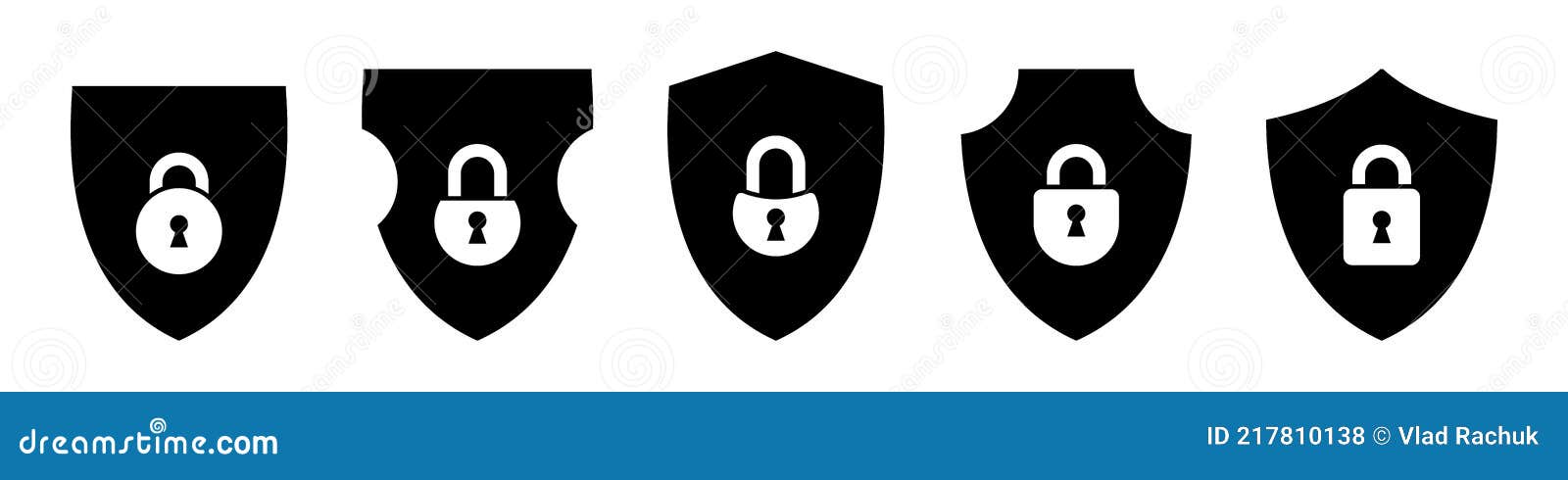 Shield Locks Icon Set. Different Shield Shapes with Locks. Shield Lock ...