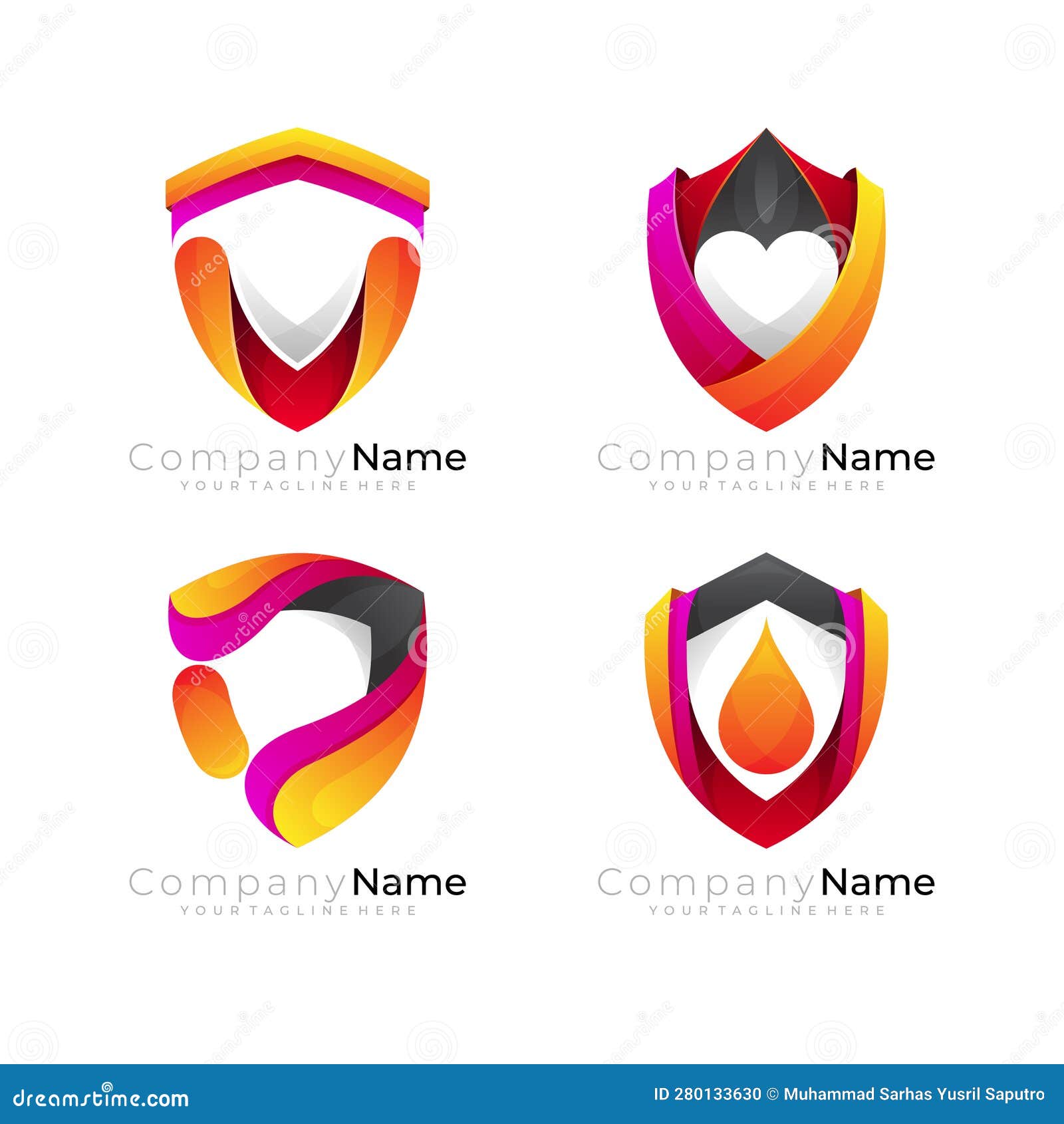 Shield Logo and Abstract Design Security, Set Logos Stock Vector ...