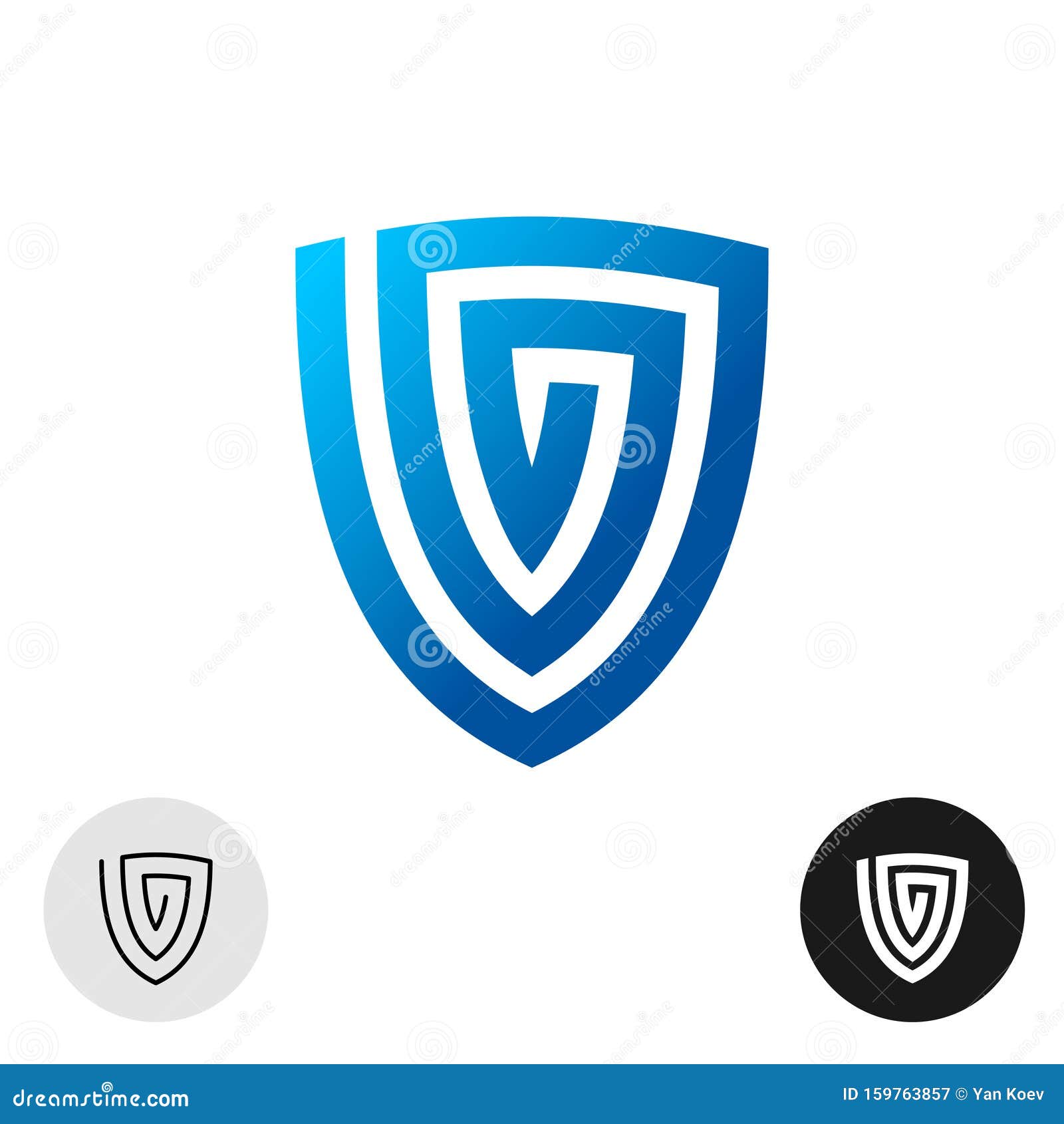 Shield Logo. Blue Spiral Abstract Shield Symbol. Guard Sensor Button ...