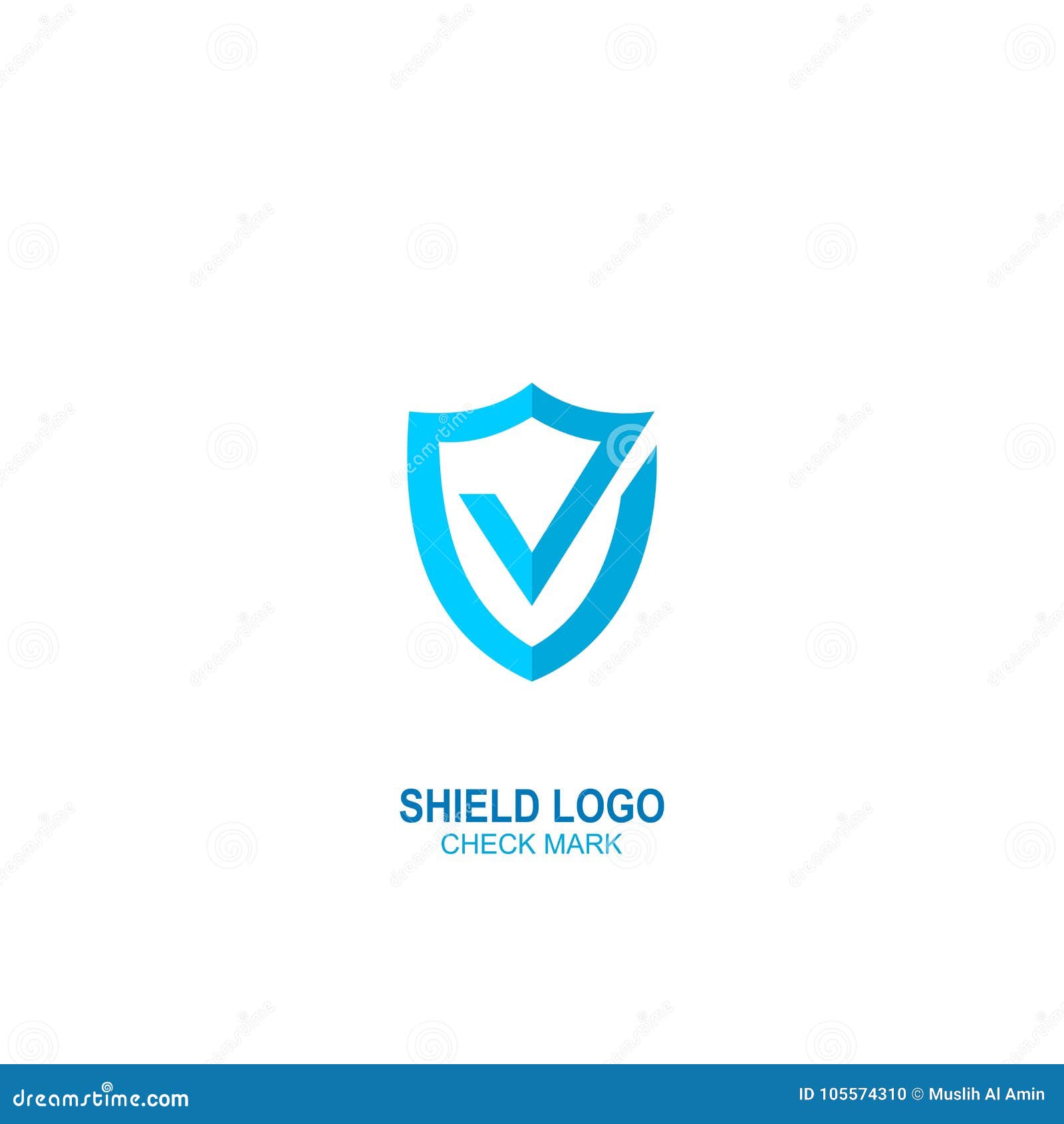 Shield logo and check mark stock vector. Illustration of icon - 105574310
