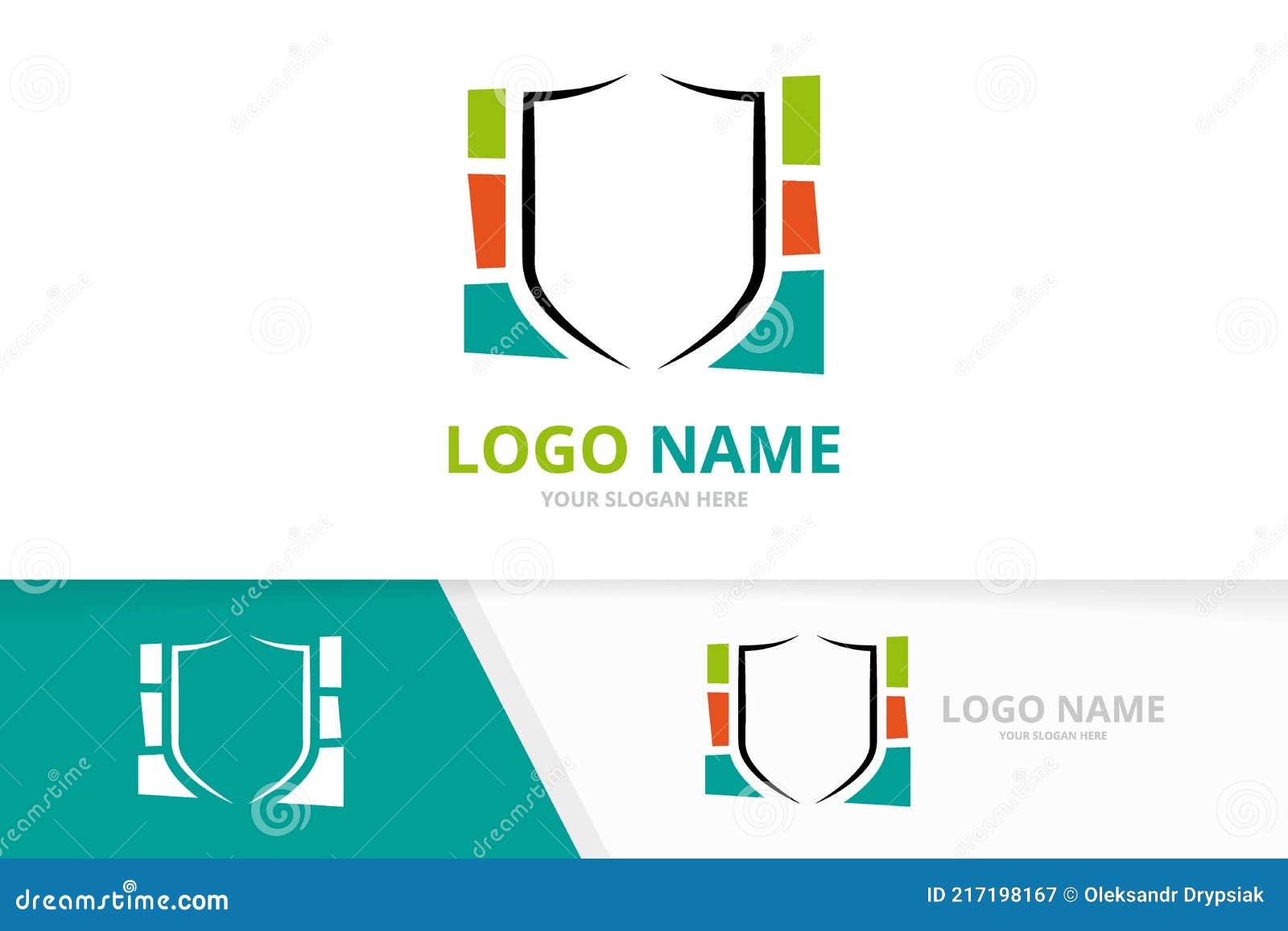 Shield Logo Combination. Unique Guard Logotype Design Template. Stock ...