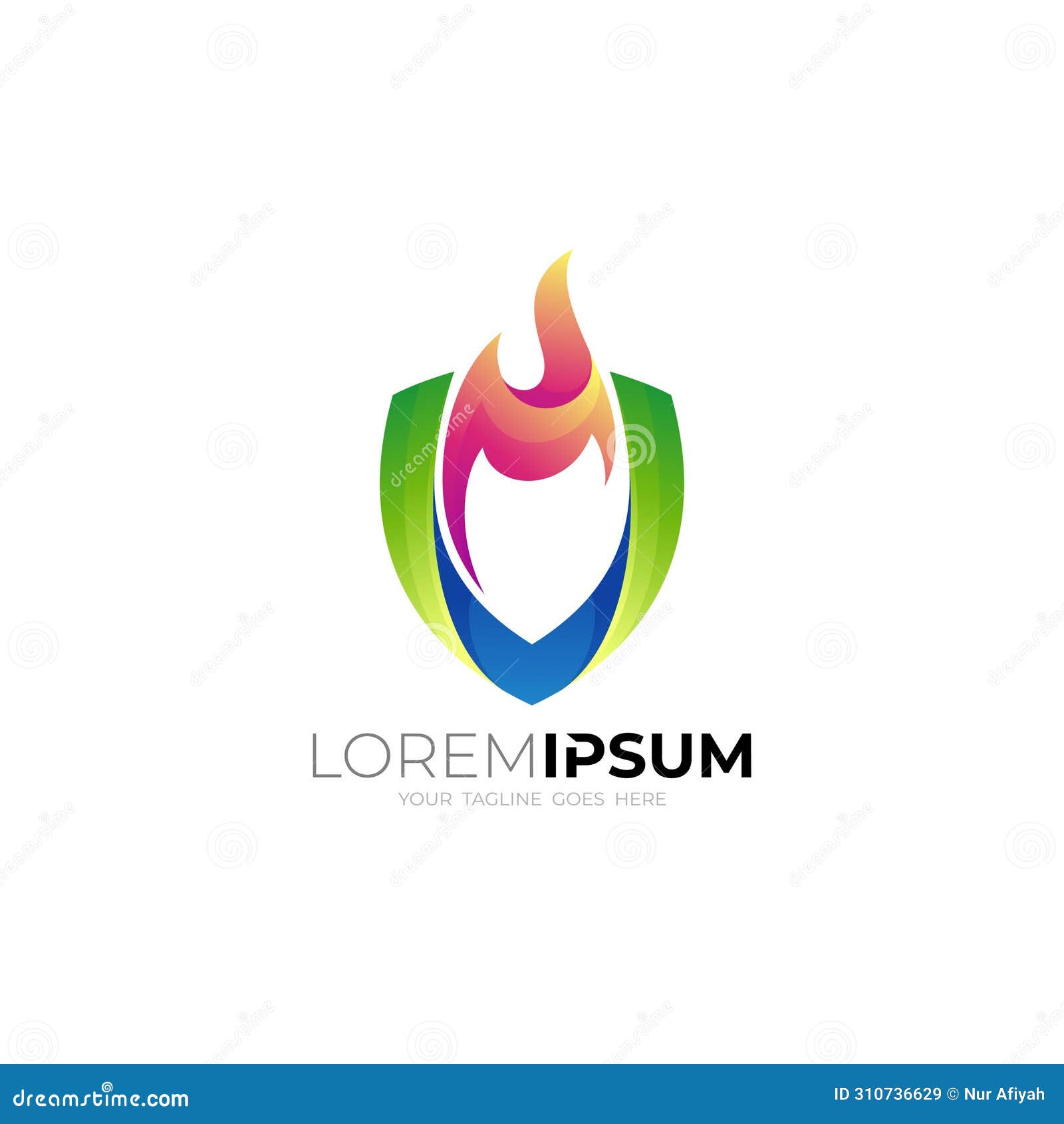Shield Logo and Fire Design Colorful, Flame Logos, Security Stock ...