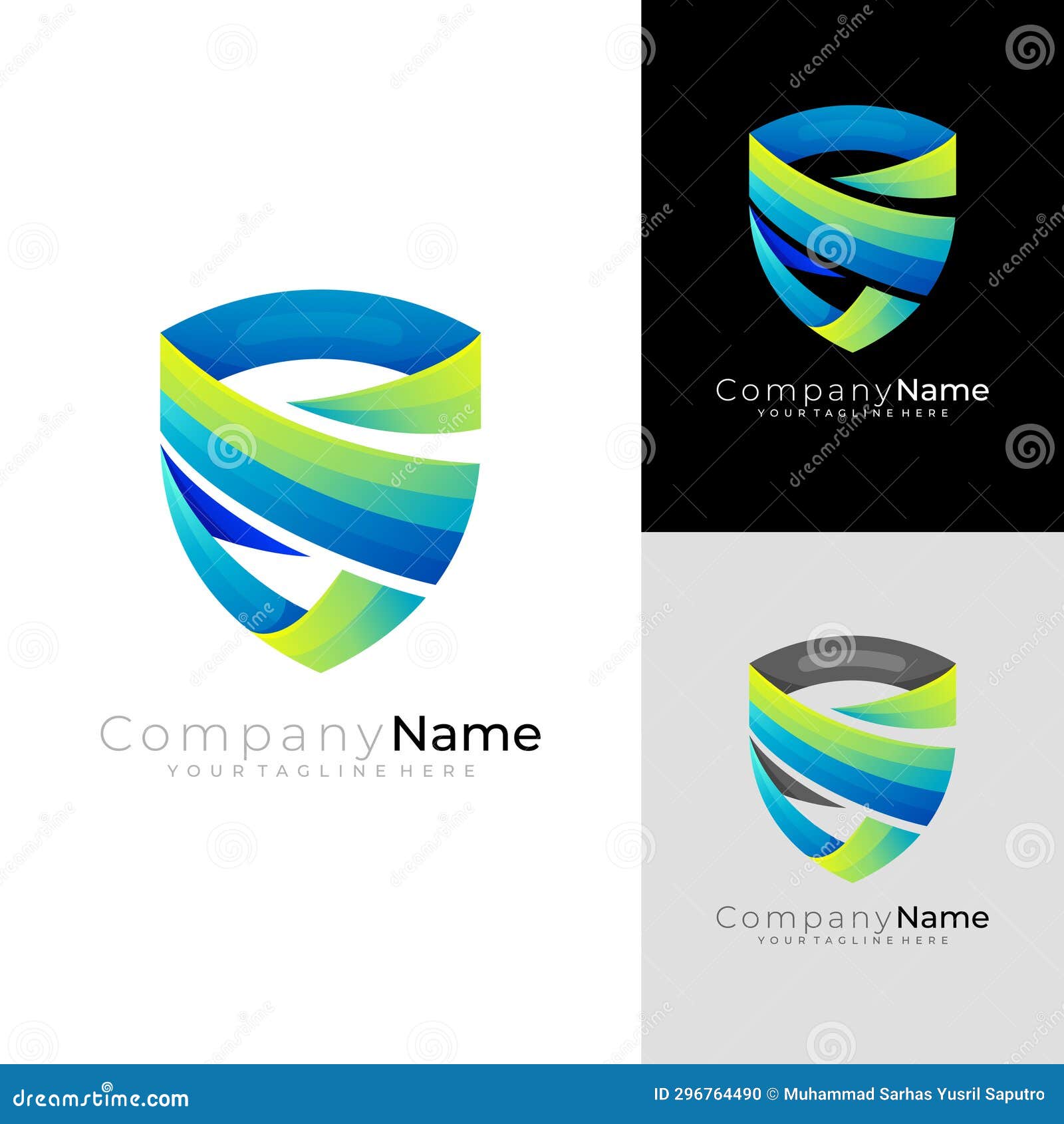 Shield Logo with Security Design Template, Ribbon Icon Stock Vector ...