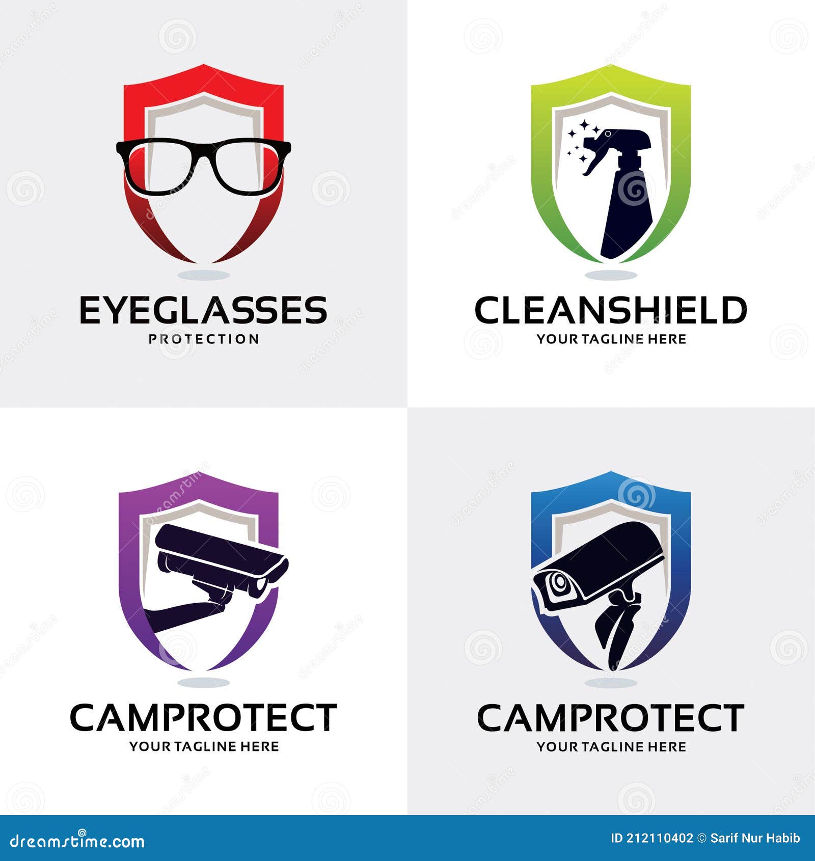 Shield Logo Set Design Template Collection Stock Vector - Illustration ...