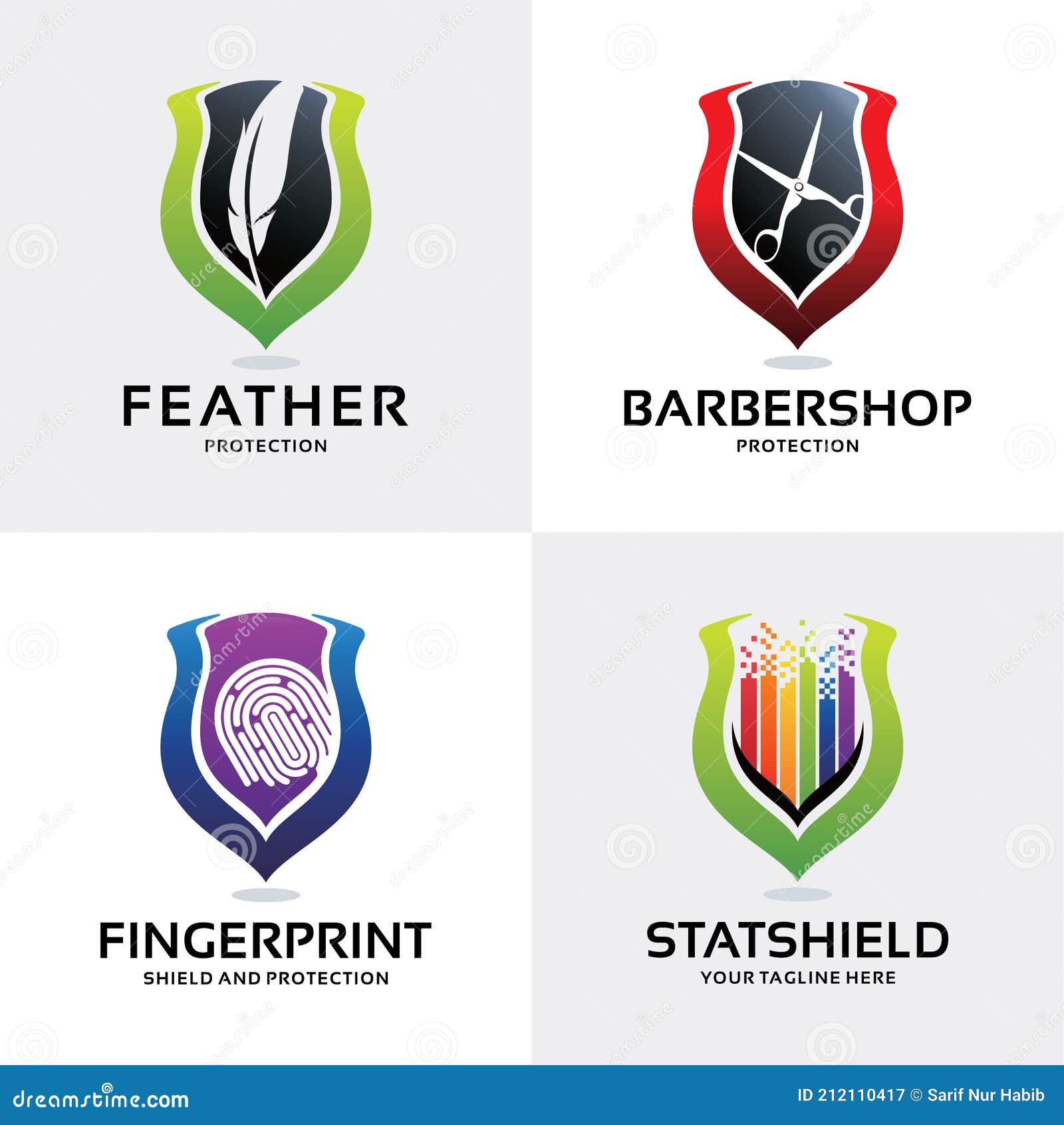 Shield Logo Set Design Template Collection Stock Vector - Illustration ...