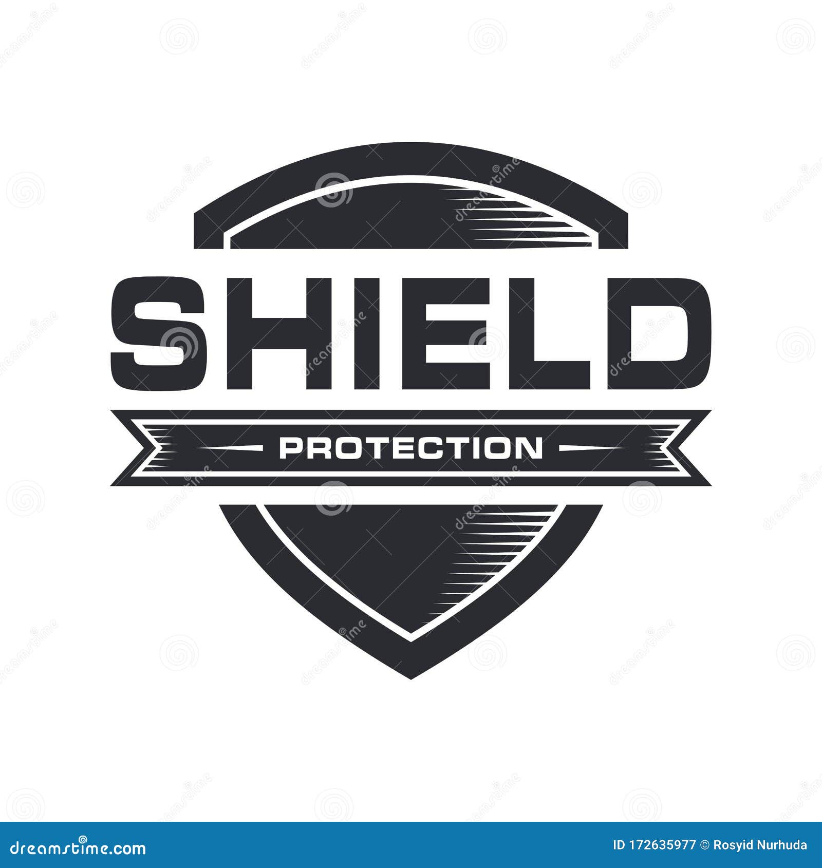 Shield Logo Vector with Emblem Style, Black and White Stock Vector ...