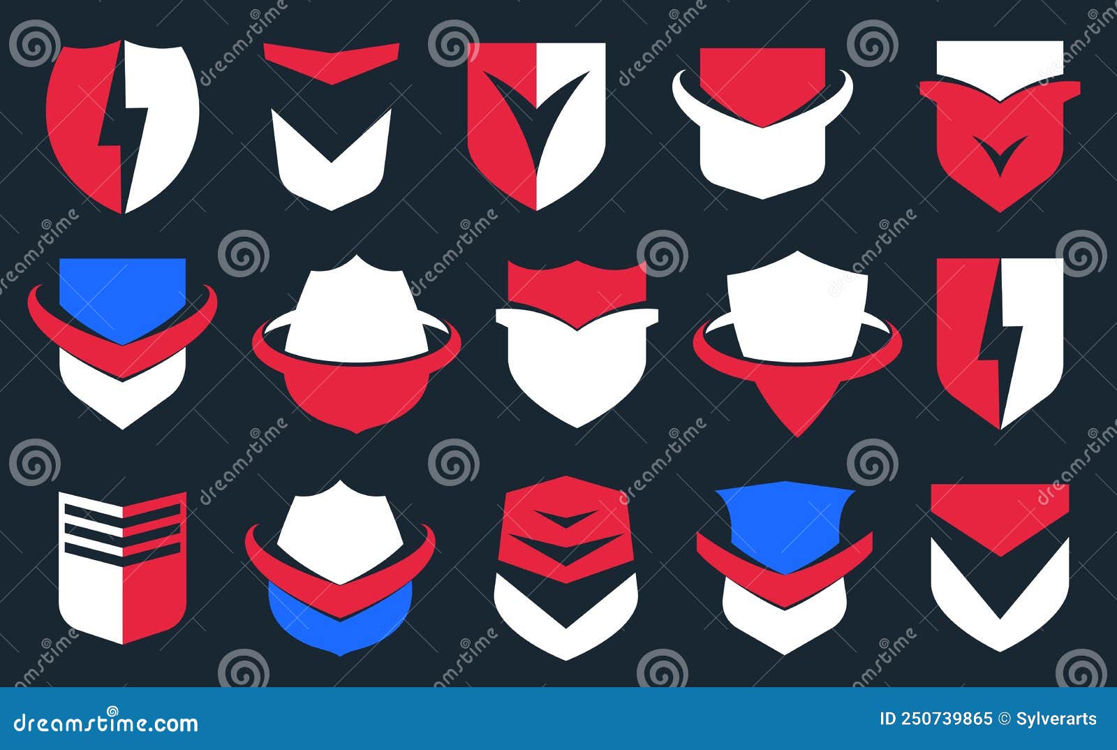 Shield Logos Vector Set, Different Ammo Protection Symbols Collection ...