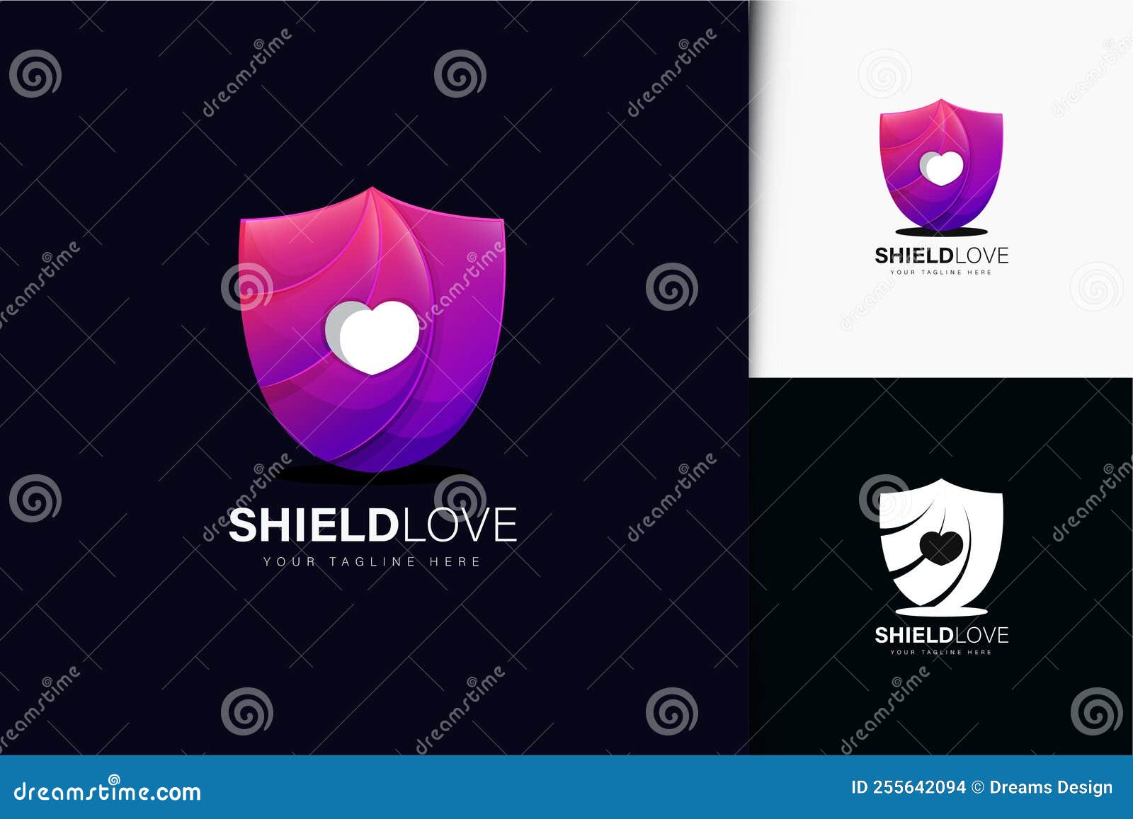 Shield Love Logo Design with Gradient Stock Vector - Illustration of ...