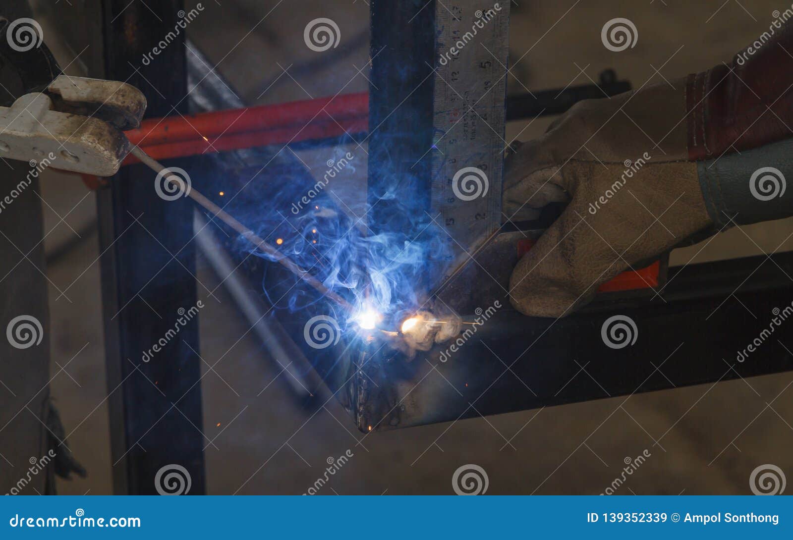 Shield Metal Arc Welding Welding. Stock Image - Image of fabricate ...
