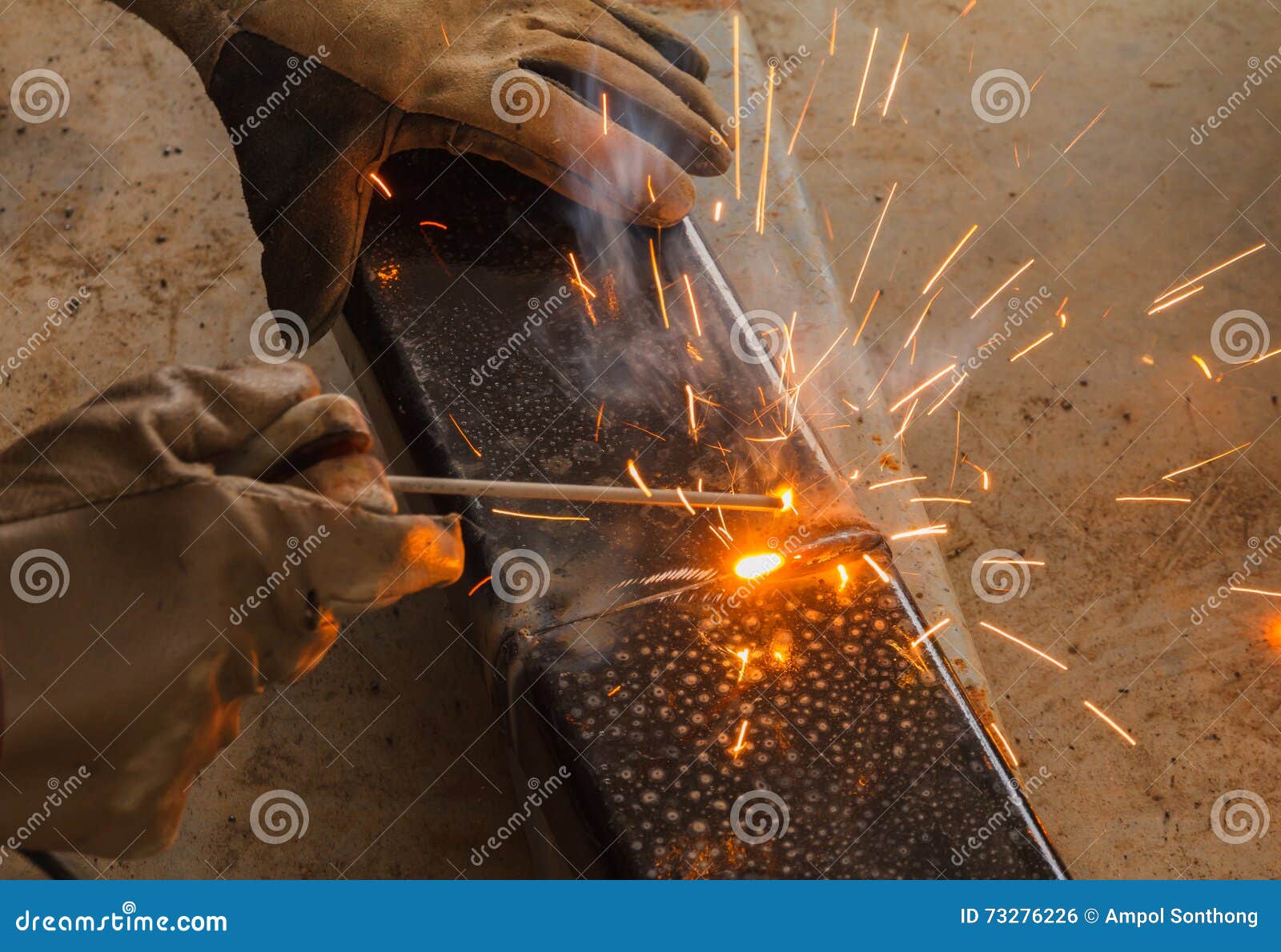 Shield Metal Arc Welding Joint Steel. Stock Photo - Image of equipment ...