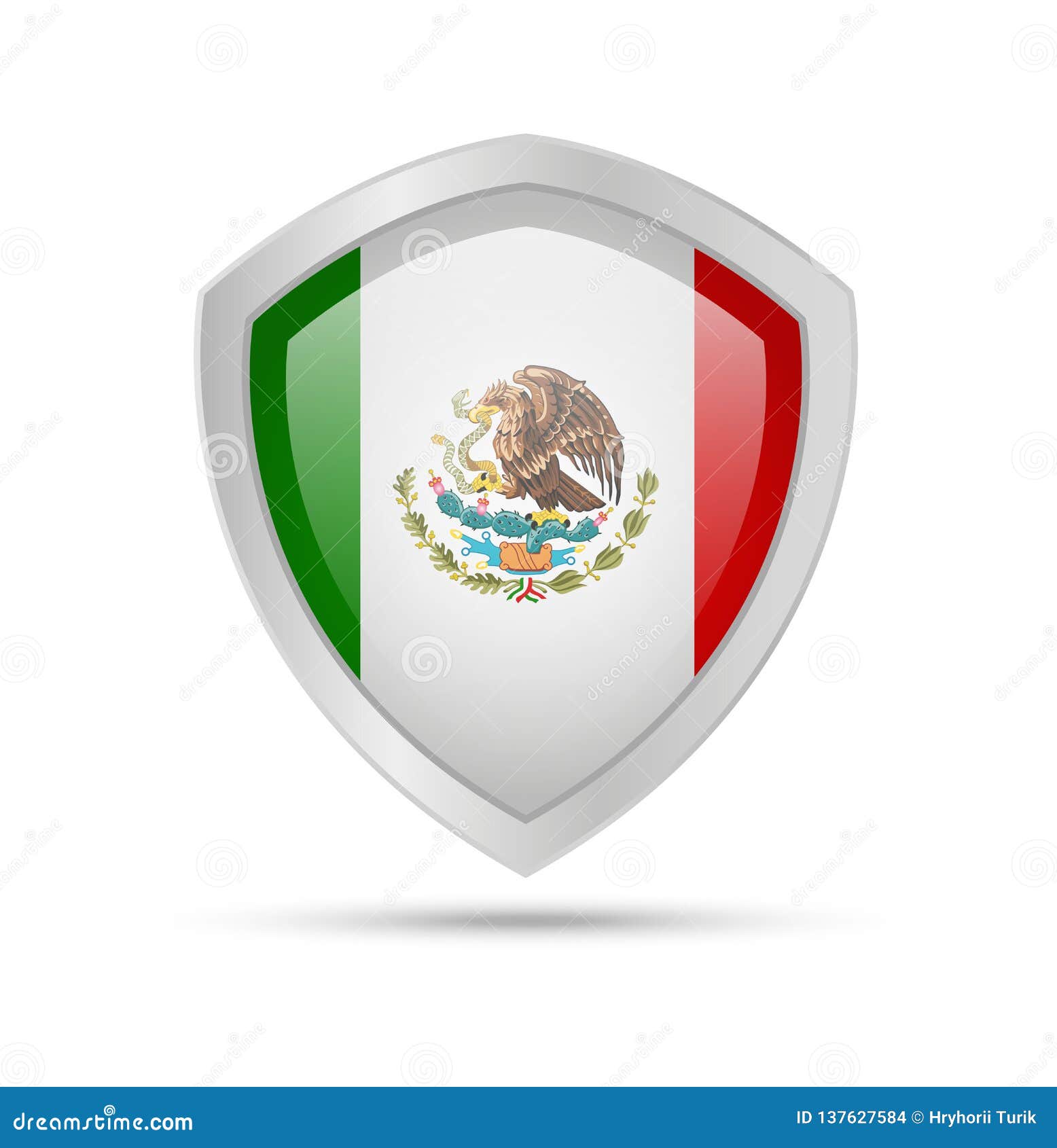 Shield with Mexico Flag on White Background. Stock Vector ...