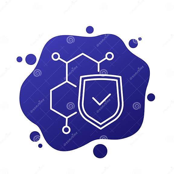 Shield and Molecule Icon, Line Vector Stock Illustration - Illustration ...