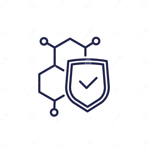 Shield and Molecule Line Icon, Vector Stock Vector - Illustration of ...