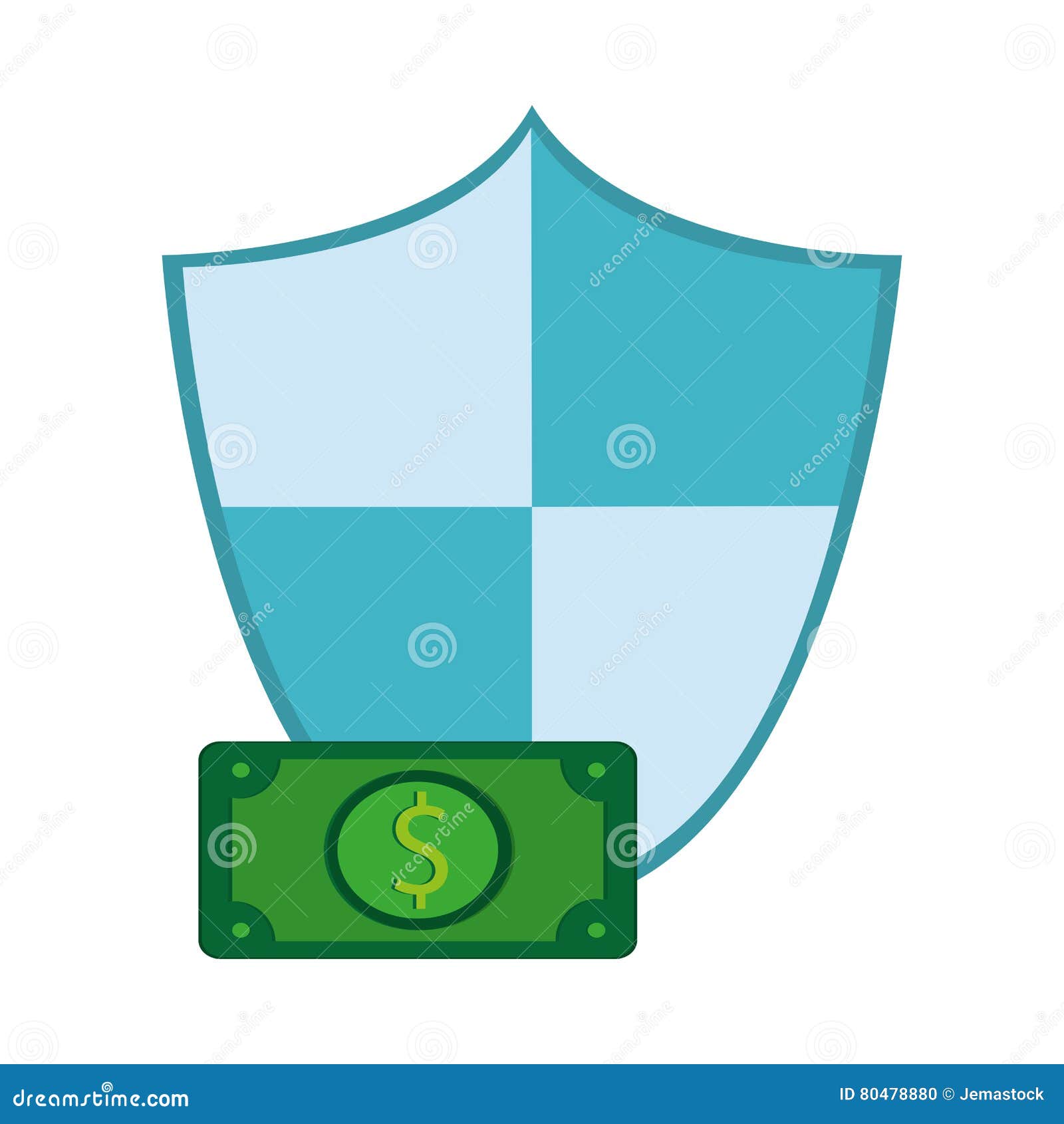 Shield and money bill icon stock vector. Illustration of insurance ...