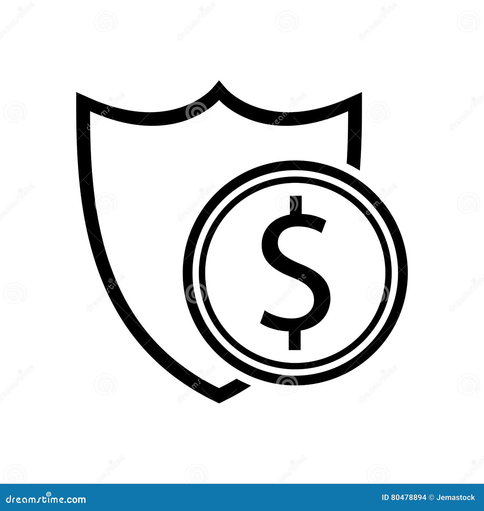 Shield and money coin icon stock vector. Illustration of design - 80478894