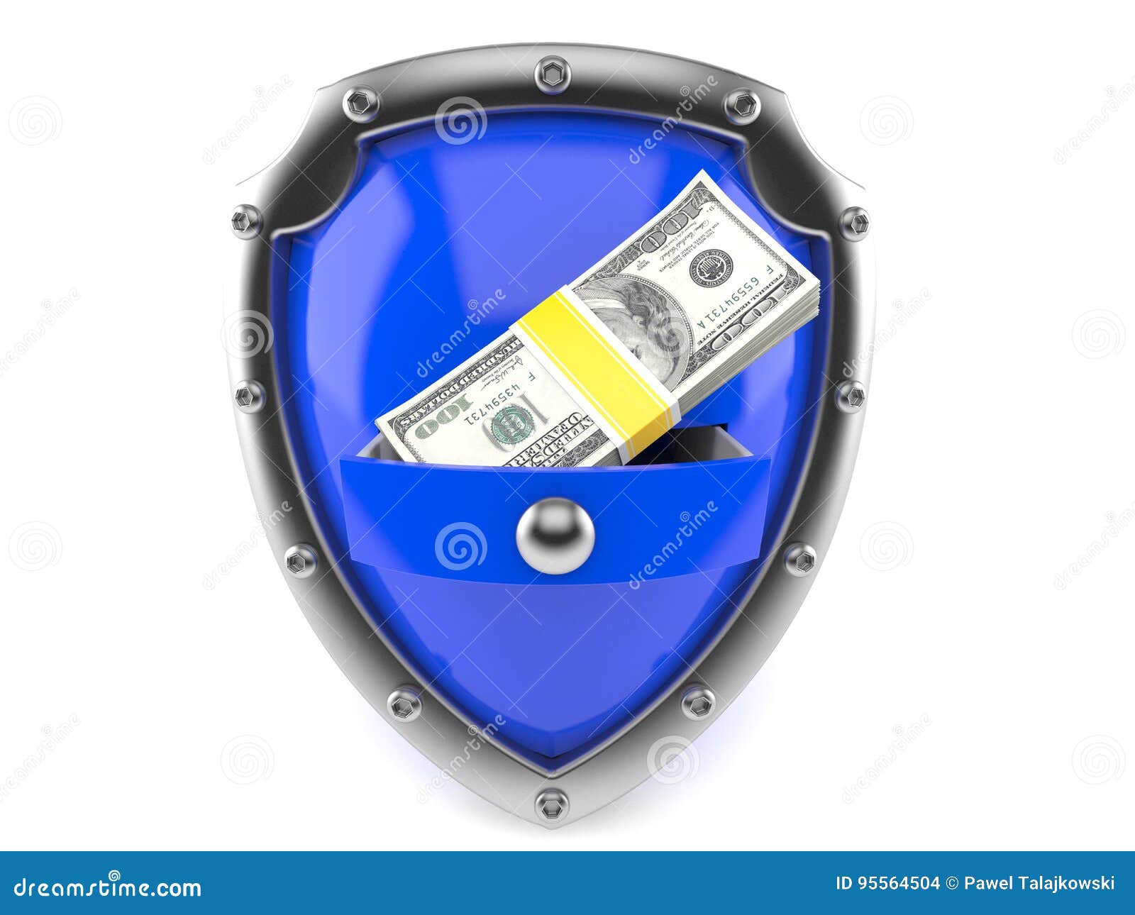 Shield with money stock illustration. Illustration of dollars - 95564504