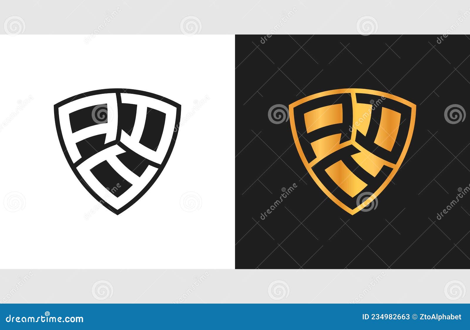 Shield Monogram Logo Letter a Emblem Stock Vector - Illustration of ...