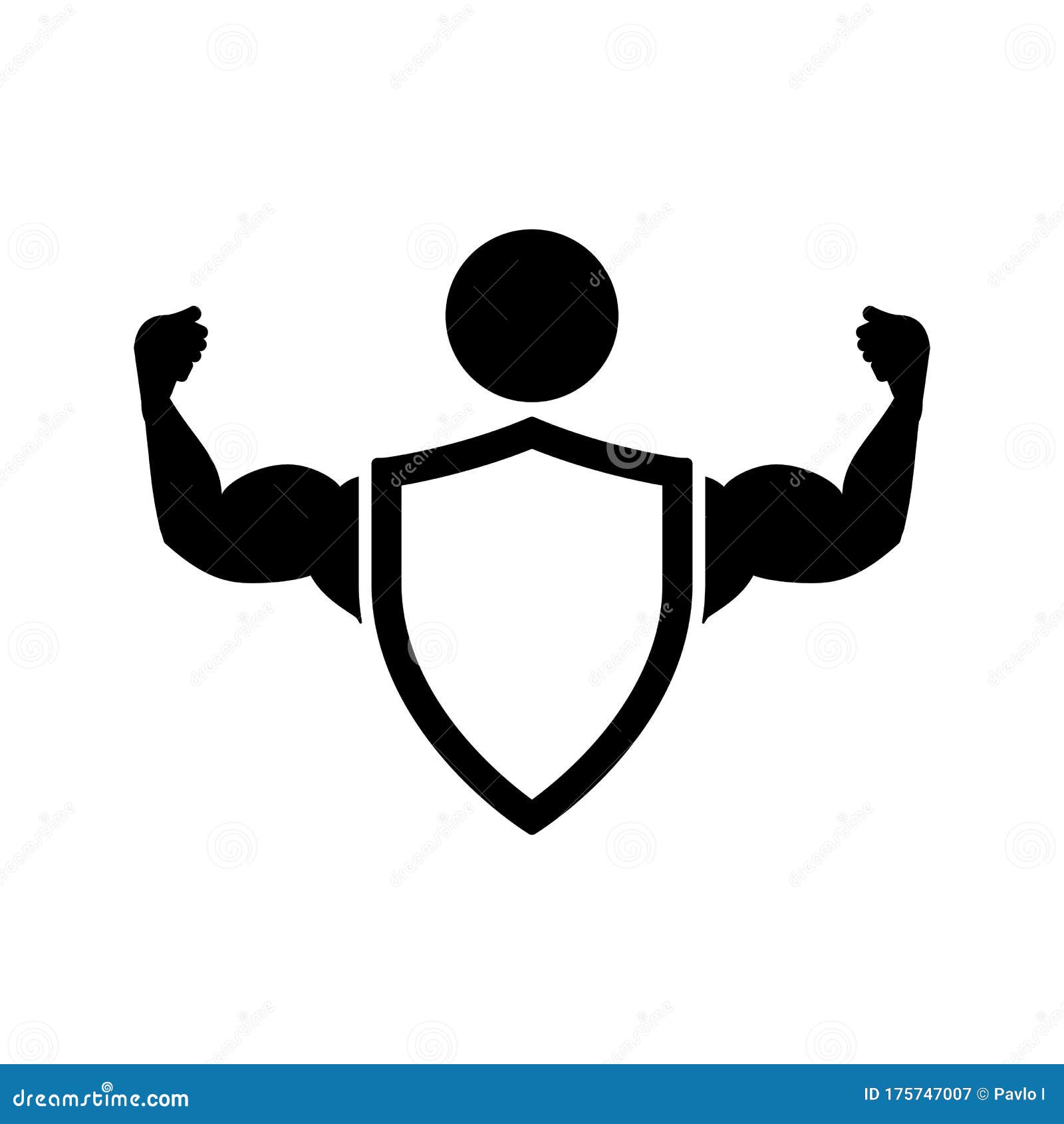Shield and Muscle Icon â€“ Vector Stock Illustration - Illustration of ...