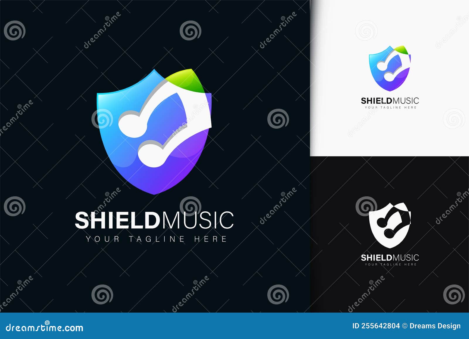 Shield Music Logo Design with Gradient Stock Vector - Illustration of ...