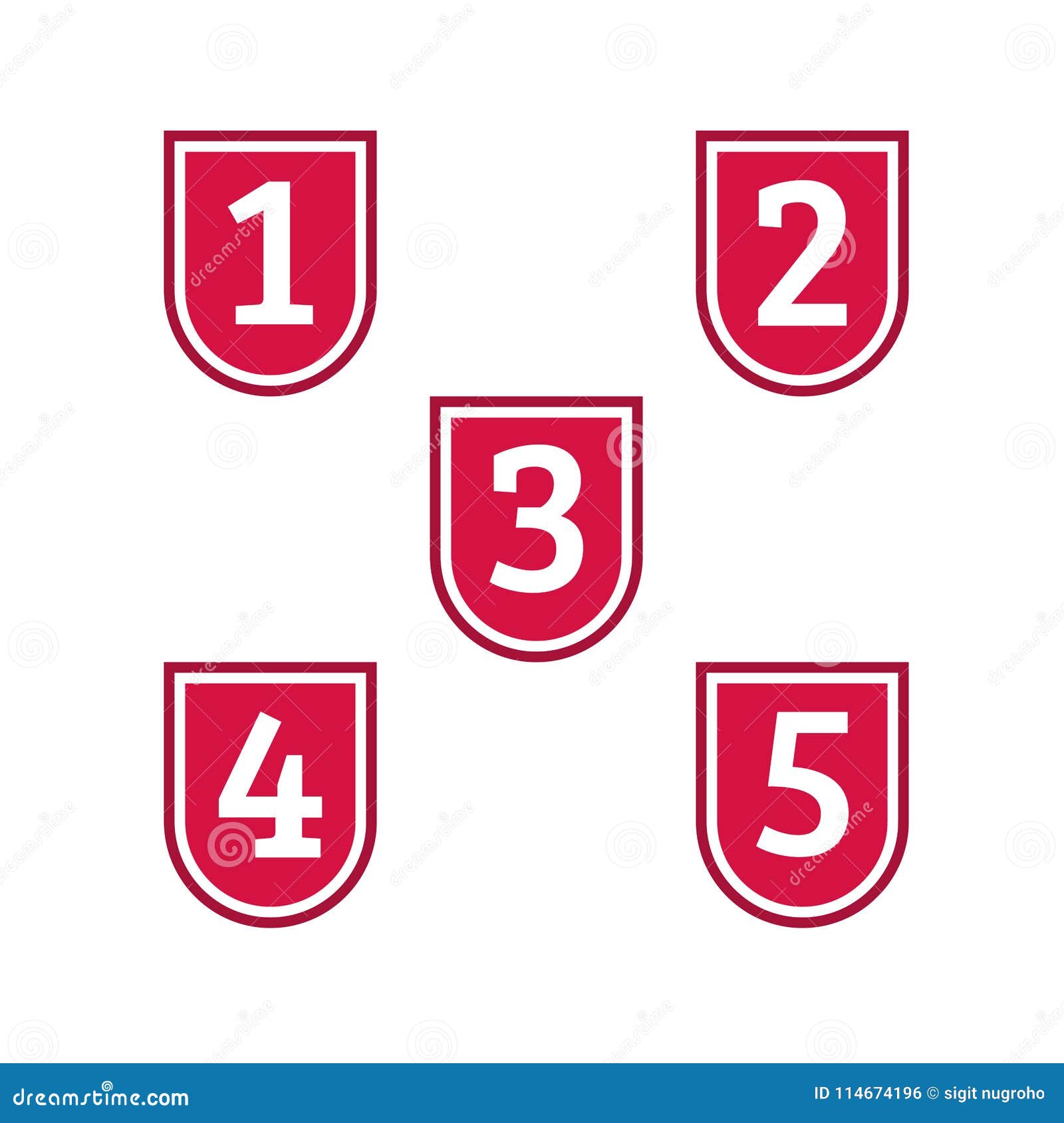 Shield number 1 to 5 stock vector. Illustration of element - 114674196