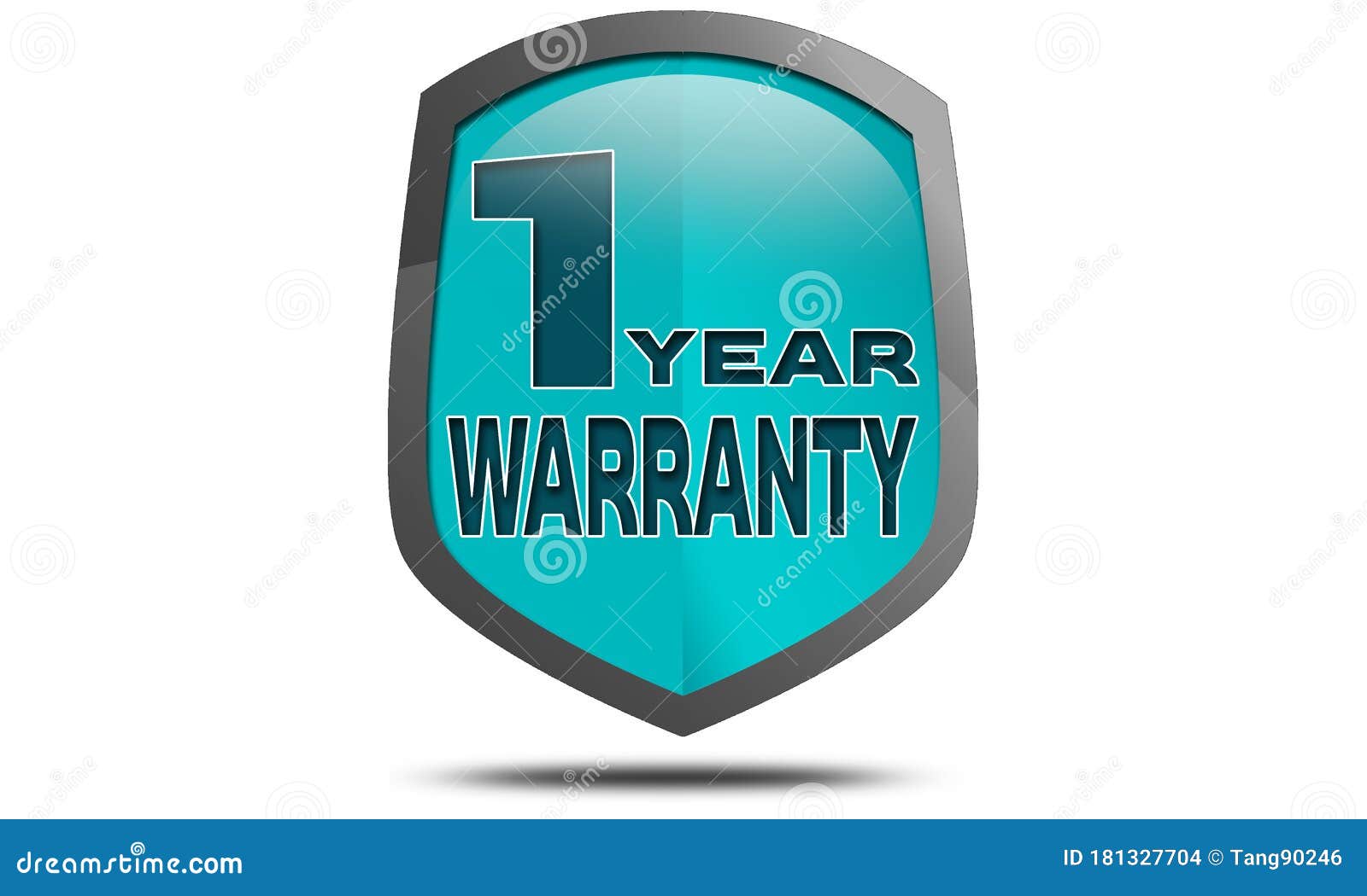 Shield with One Year Warranty Text Stock Illustration - Illustration of ...